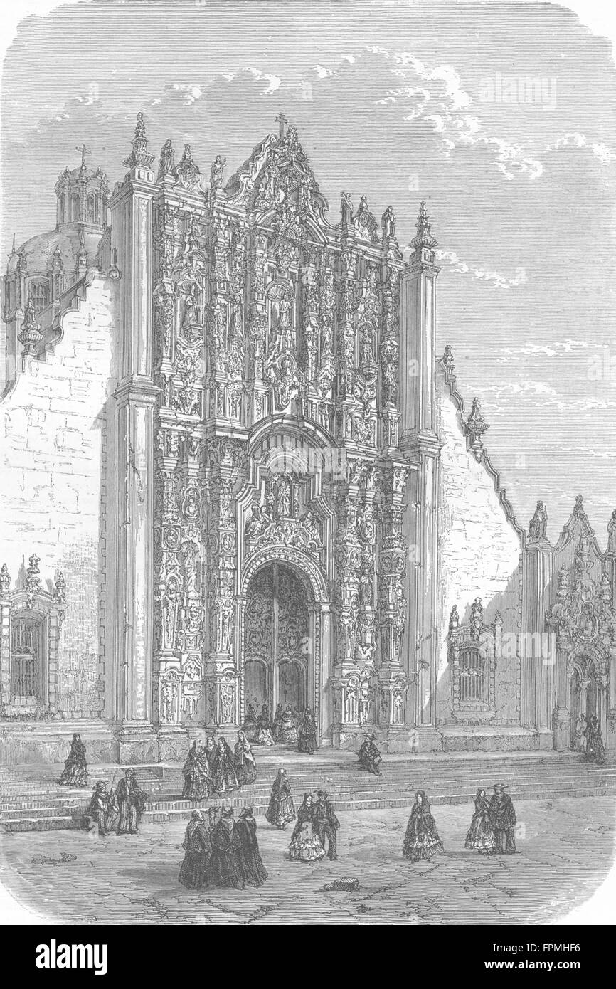 MEXICO: Entry to Cathedral , antique print 1880 Stock Photo - Alamy