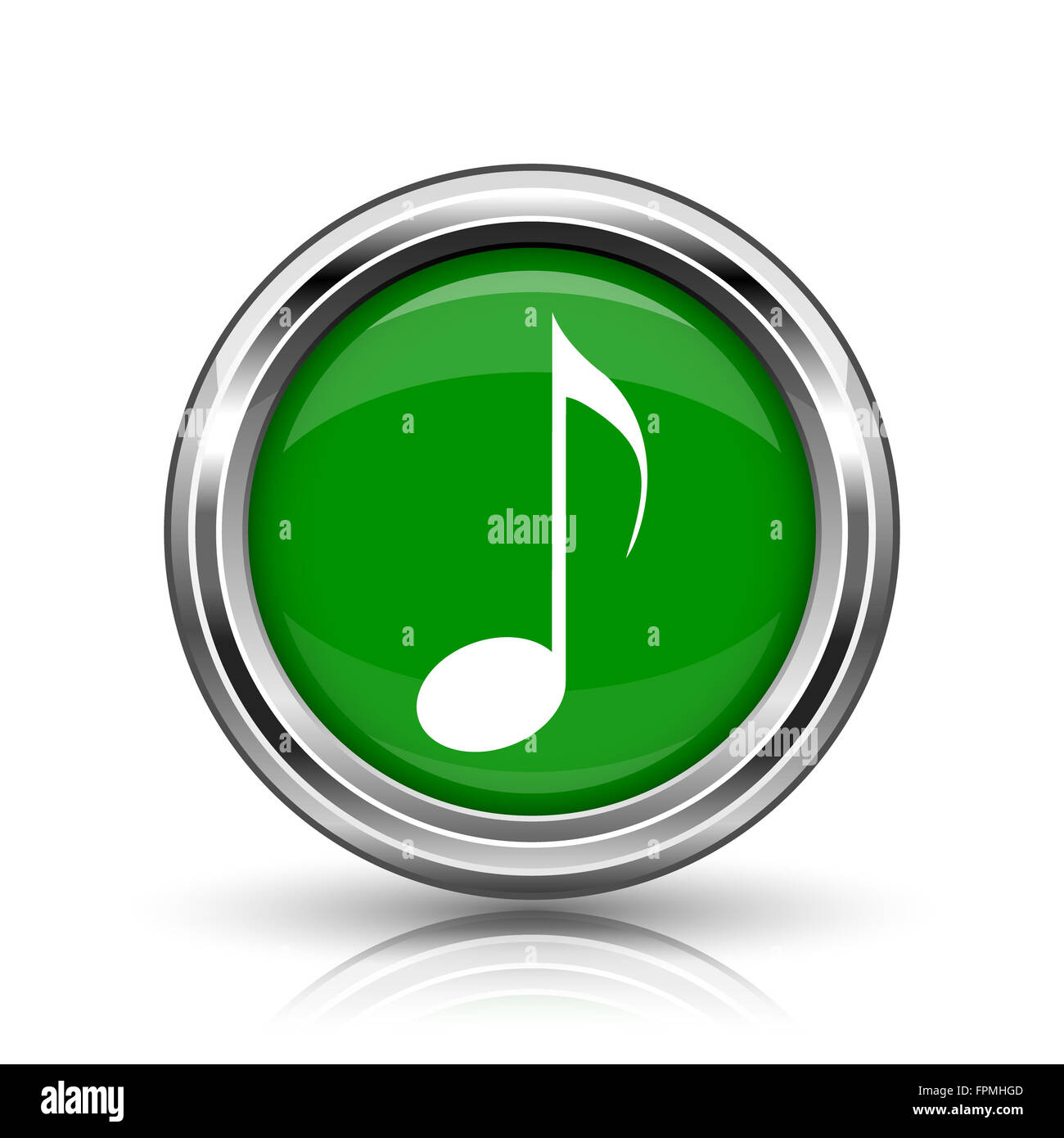 Musical note icon. Metallic internet button on white background Stock ...