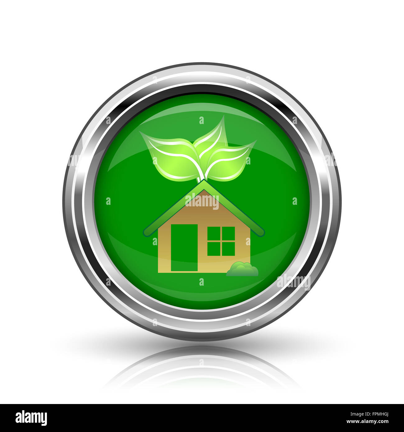 Eco house icon. Metallic internet button on white background Stock ...