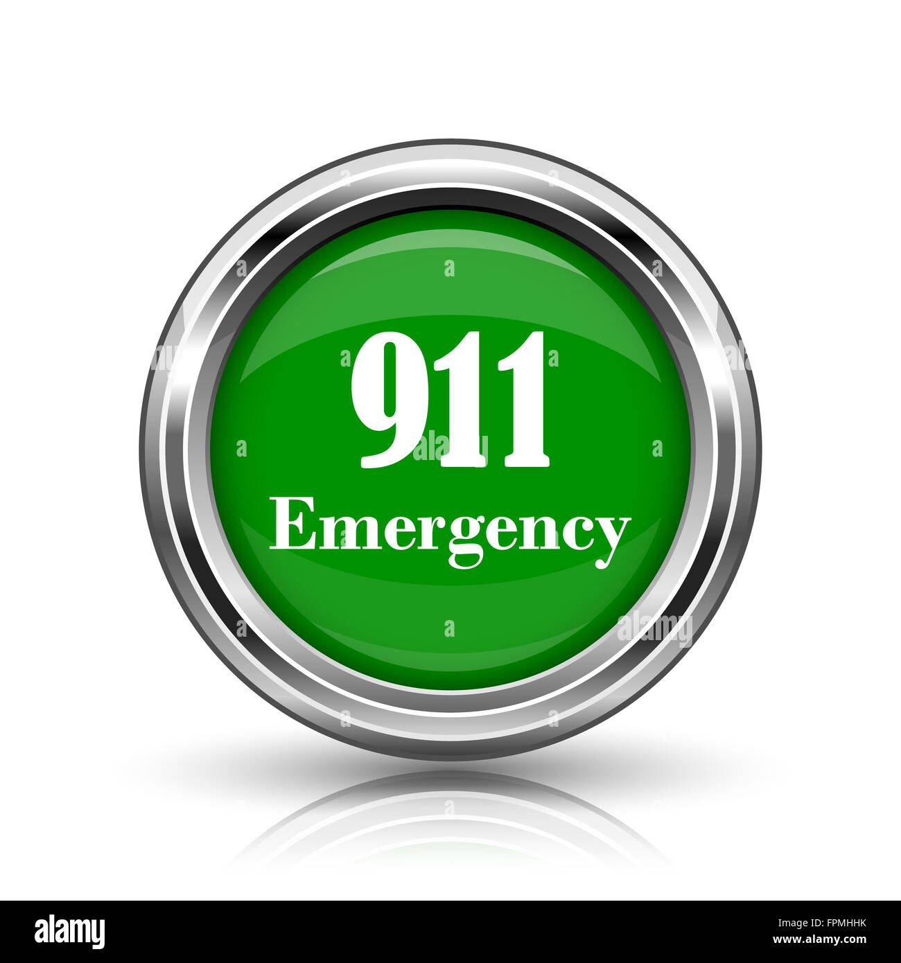 911 Emergency icon. Metallic internet button on white background Stock ...