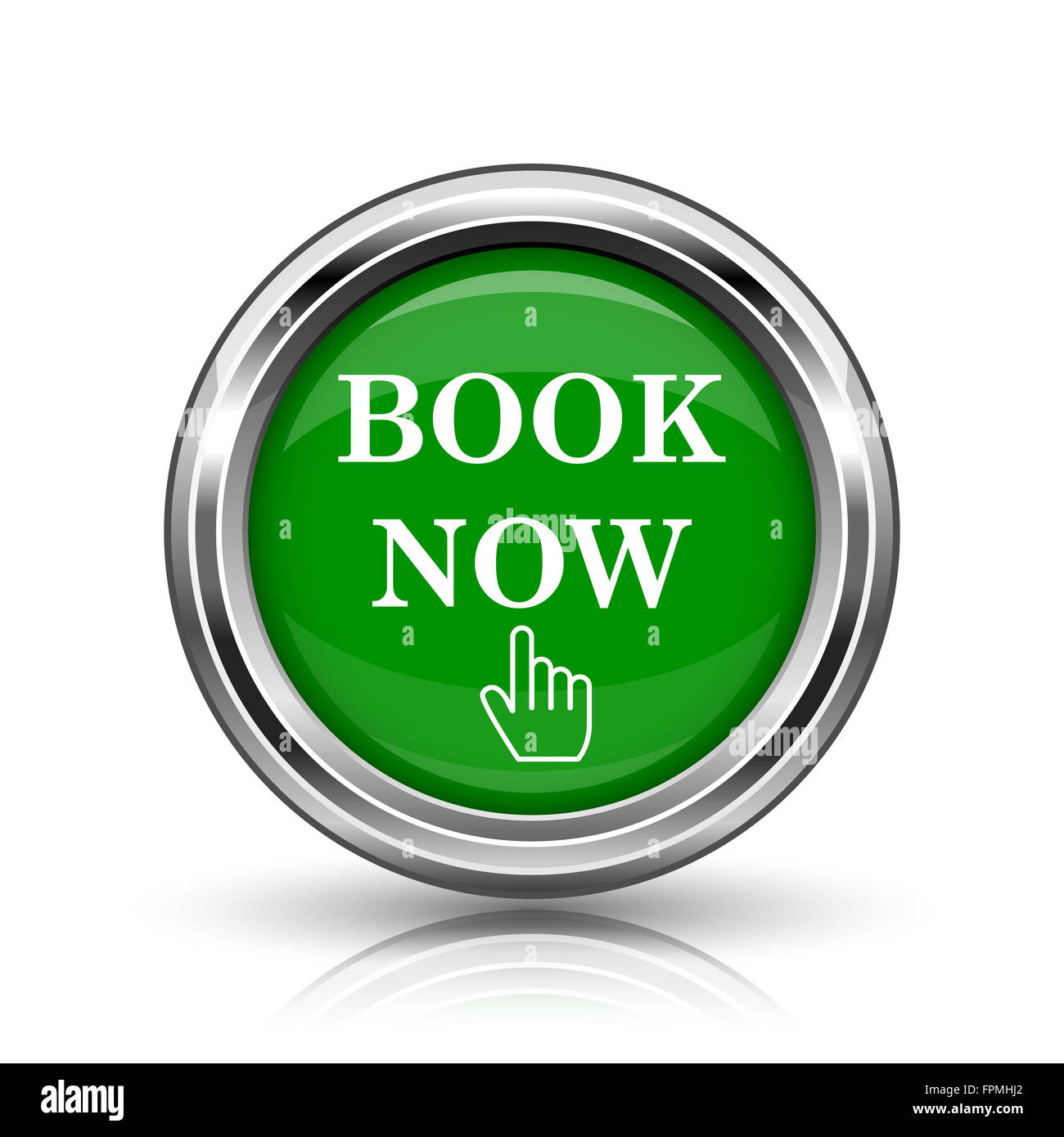 Book now icon. Metallic internet button on white background Stock Photo ...