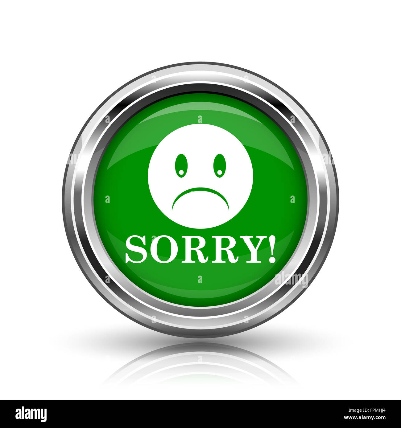 Sorry icon. Metallic internet button on white background Stock Photo ...