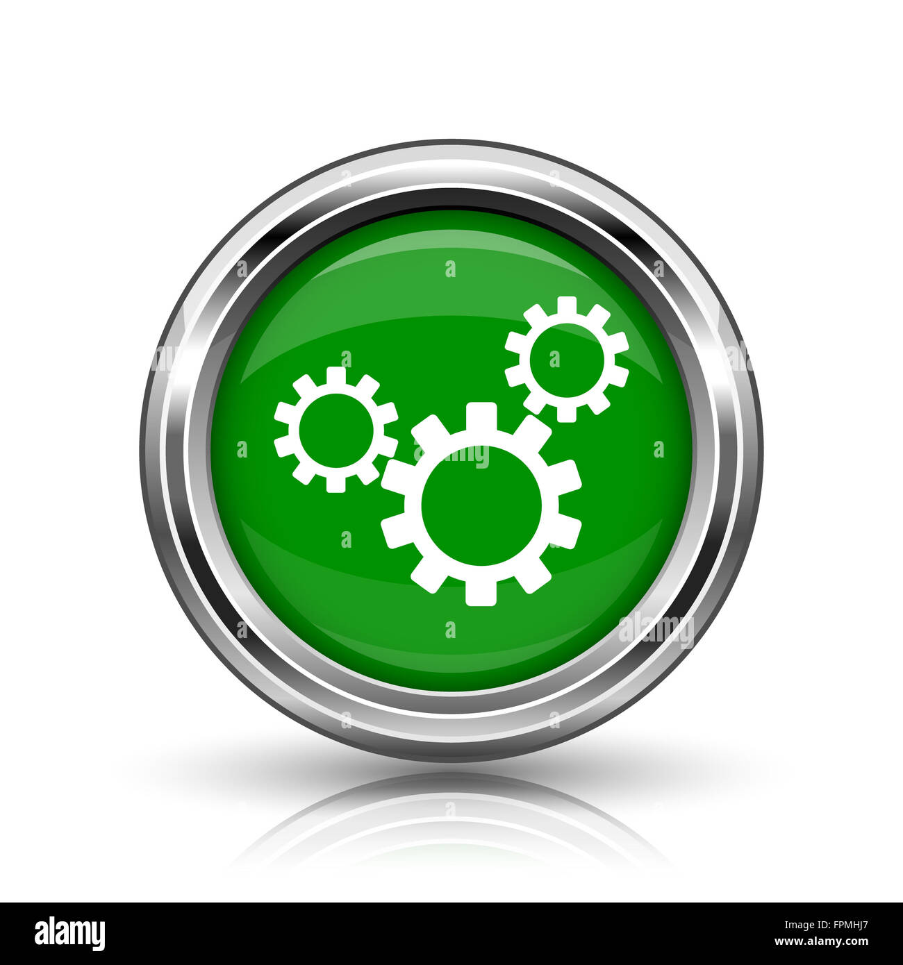 Settings icon. Metallic internet button on white background Stock Photo ...