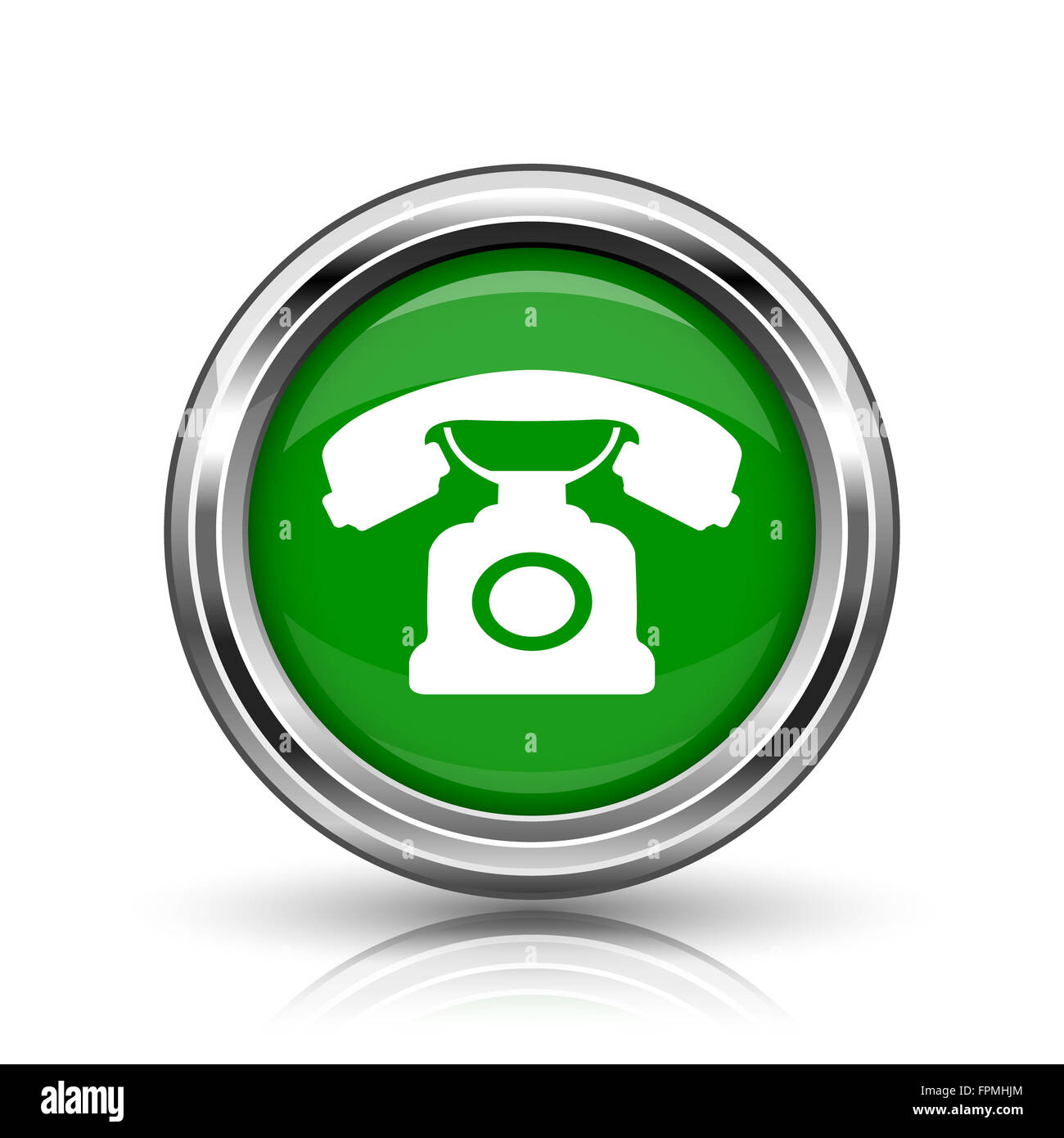 Phone icon. Metallic internet button on white background Stock Photo ...