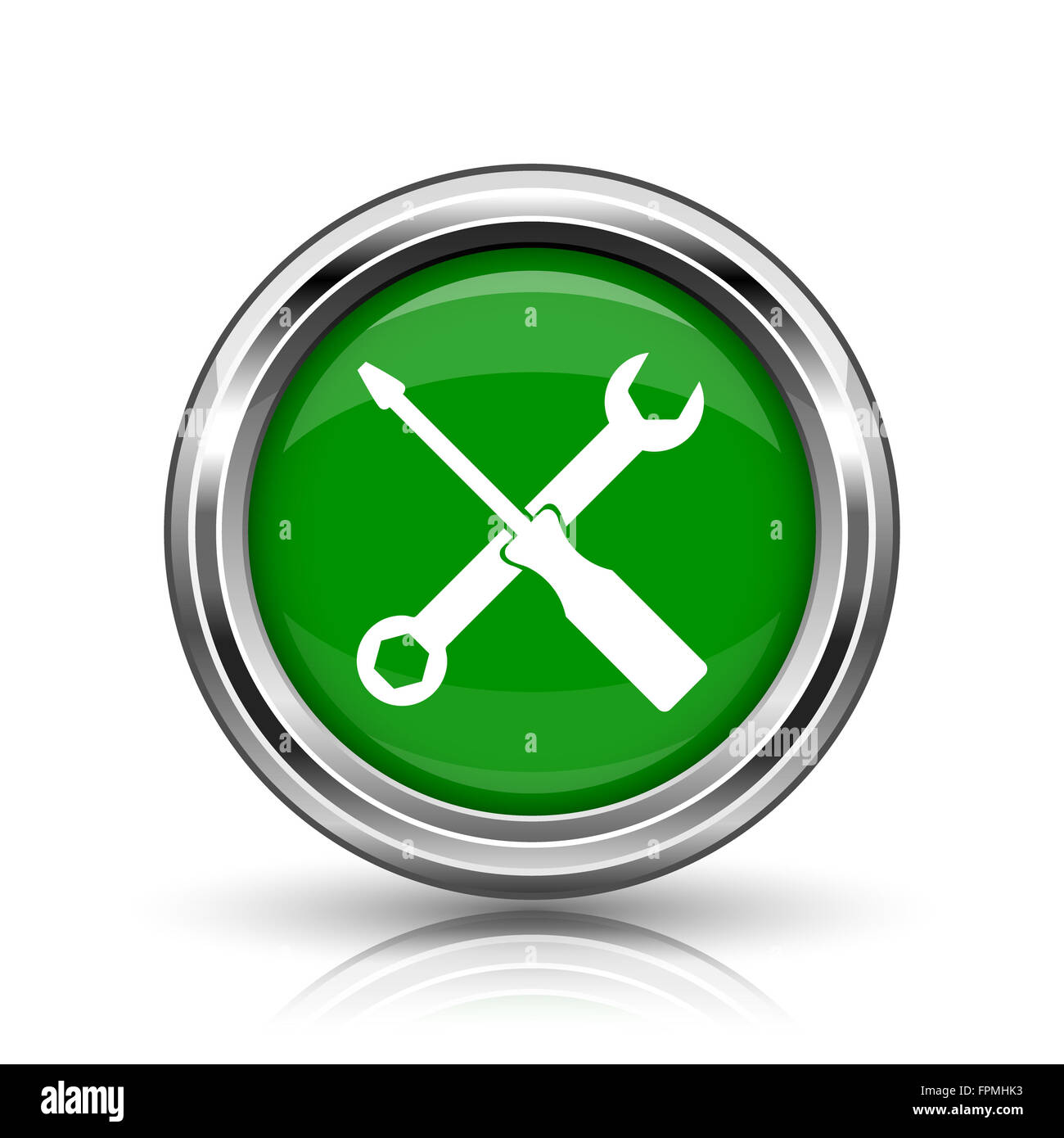 Tools icon. Metallic internet button on white background Stock Photo ...