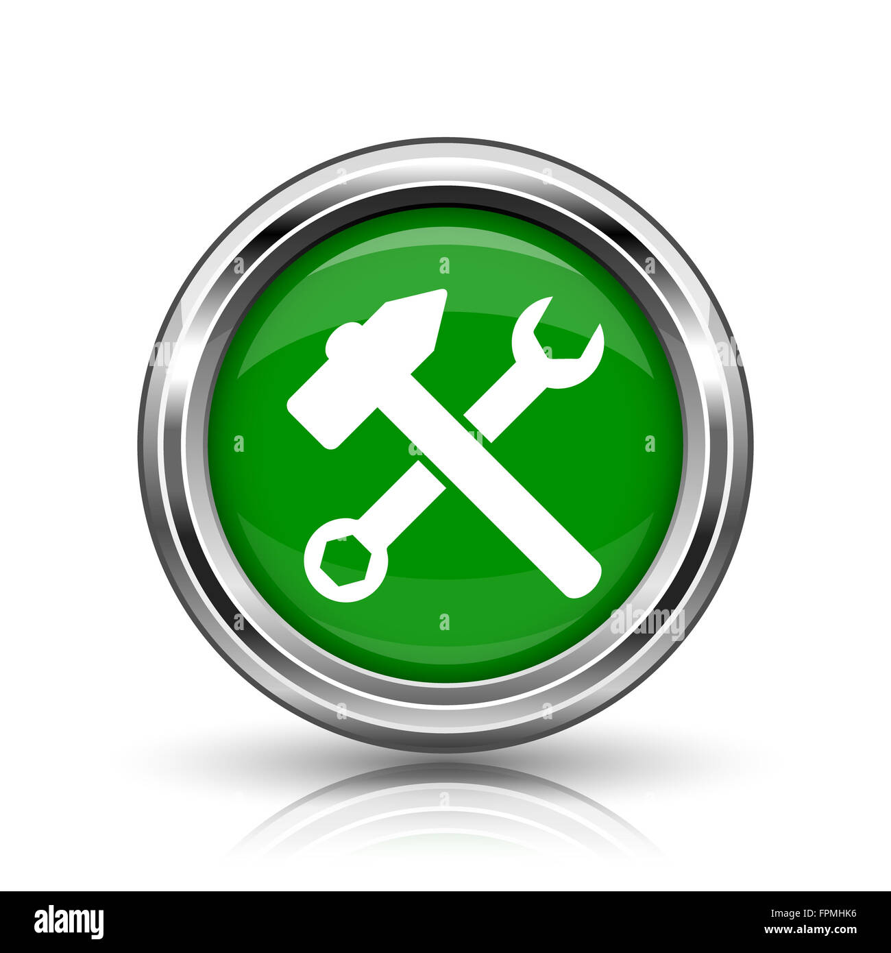 Tools icon. Metallic internet button on white background Stock Photo ...