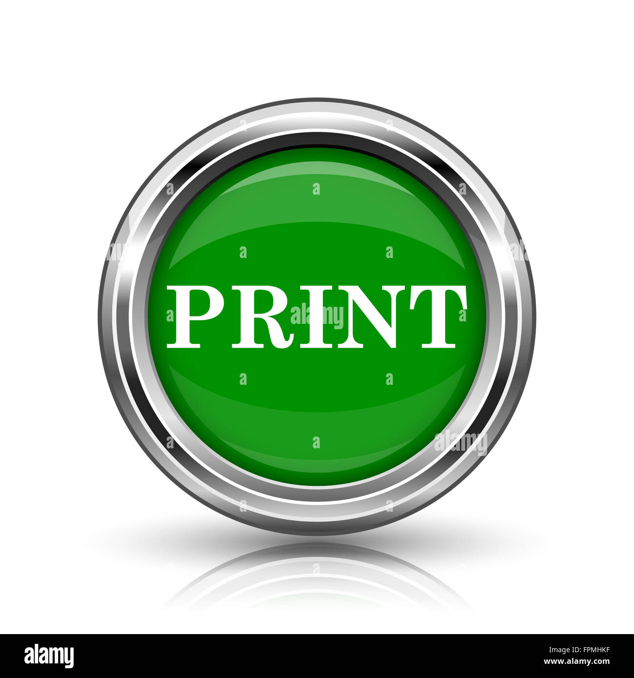 Print icon. Metallic internet button on white background Stock Photo ...