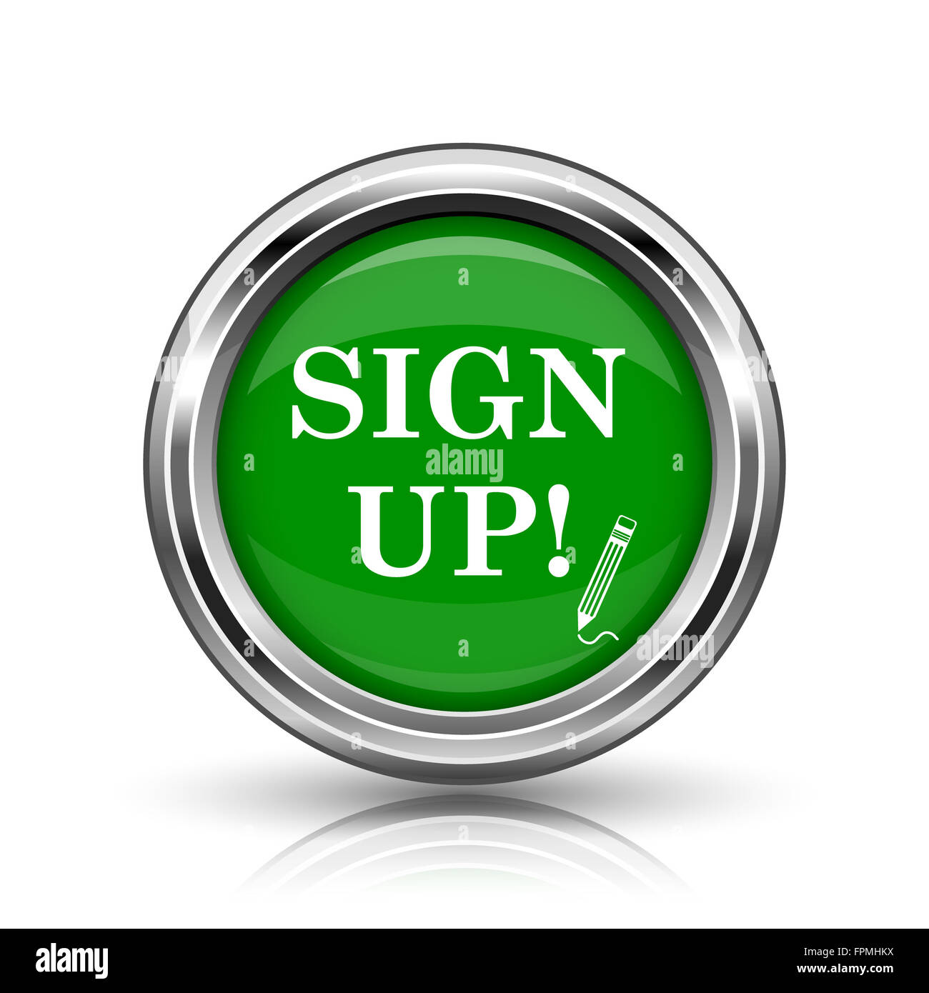 Sign up icon. Metallic internet button on white background Stock Photo ...