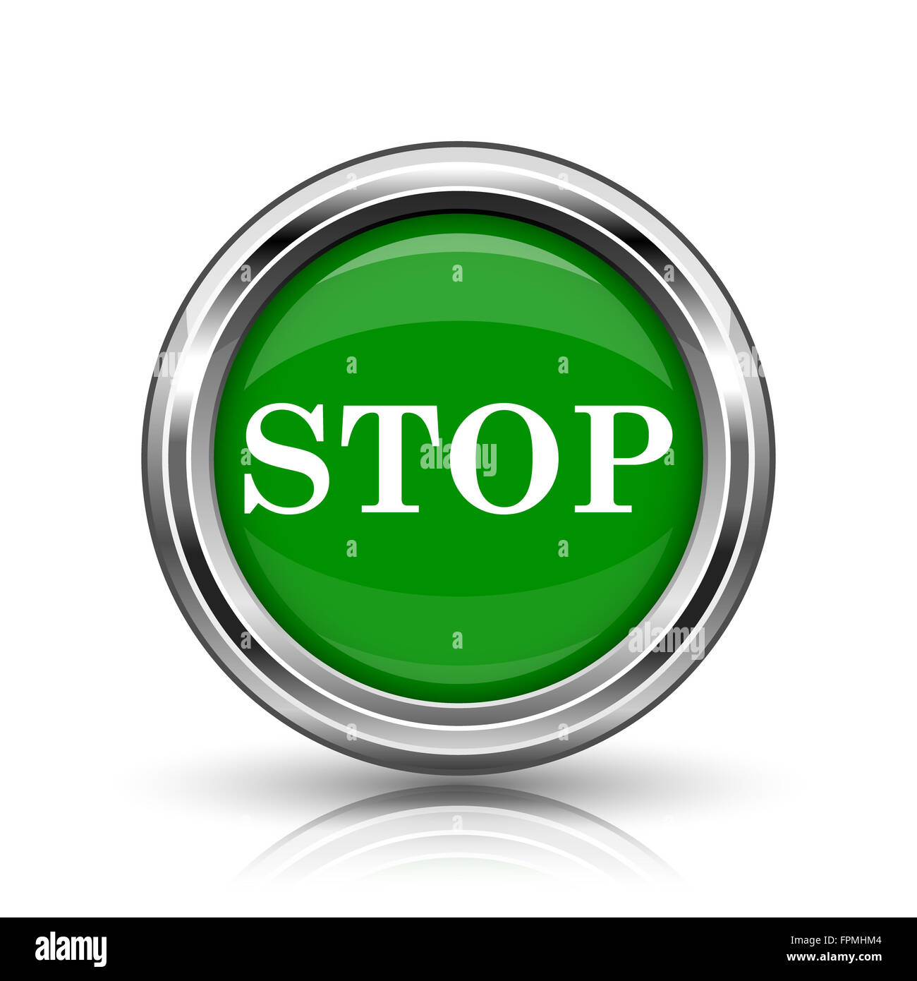 Stop icon. Metallic internet button on white background Stock Photo - Alamy