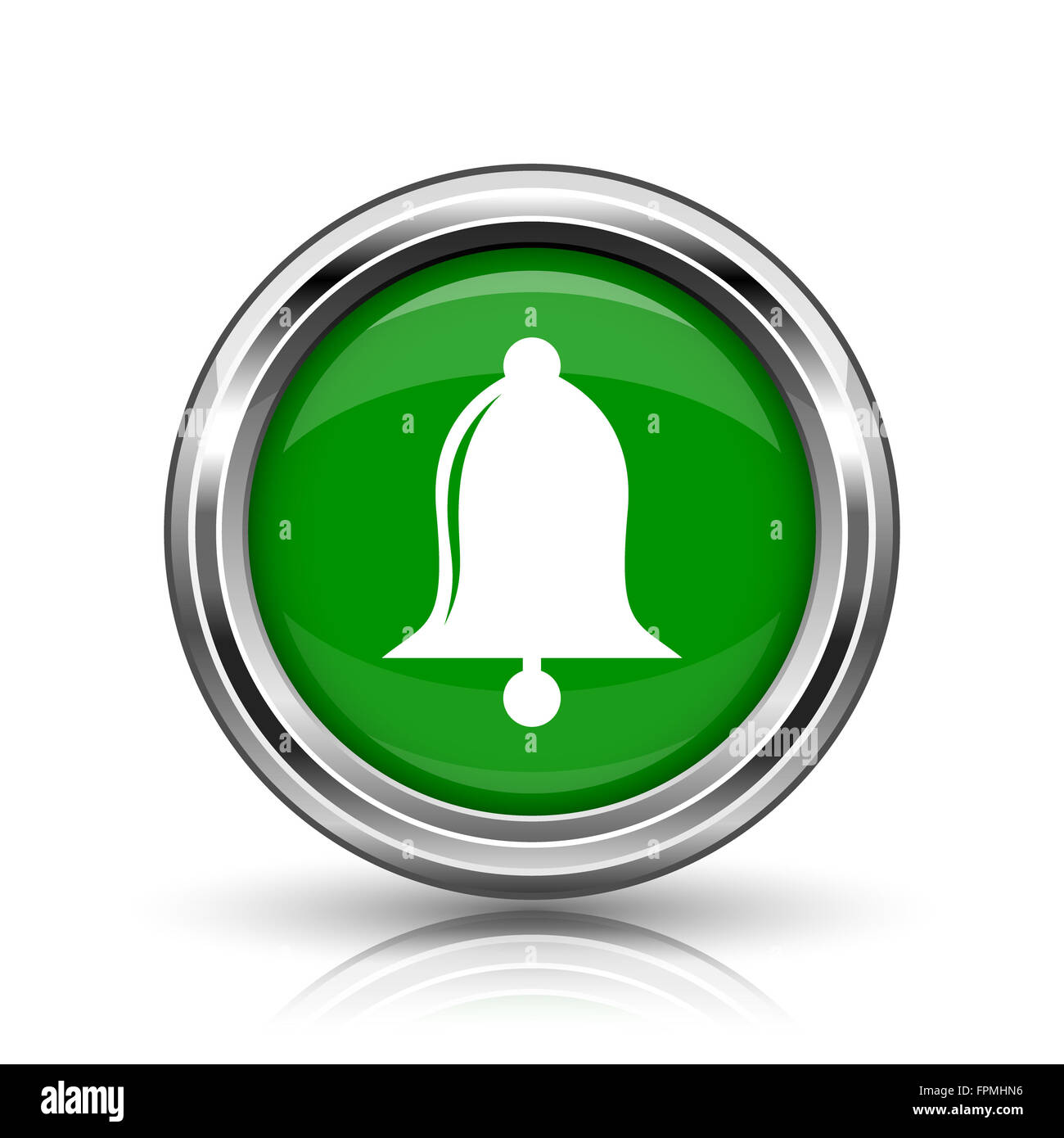 Bell icon. Metallic internet button on white background Stock Photo - Alamy