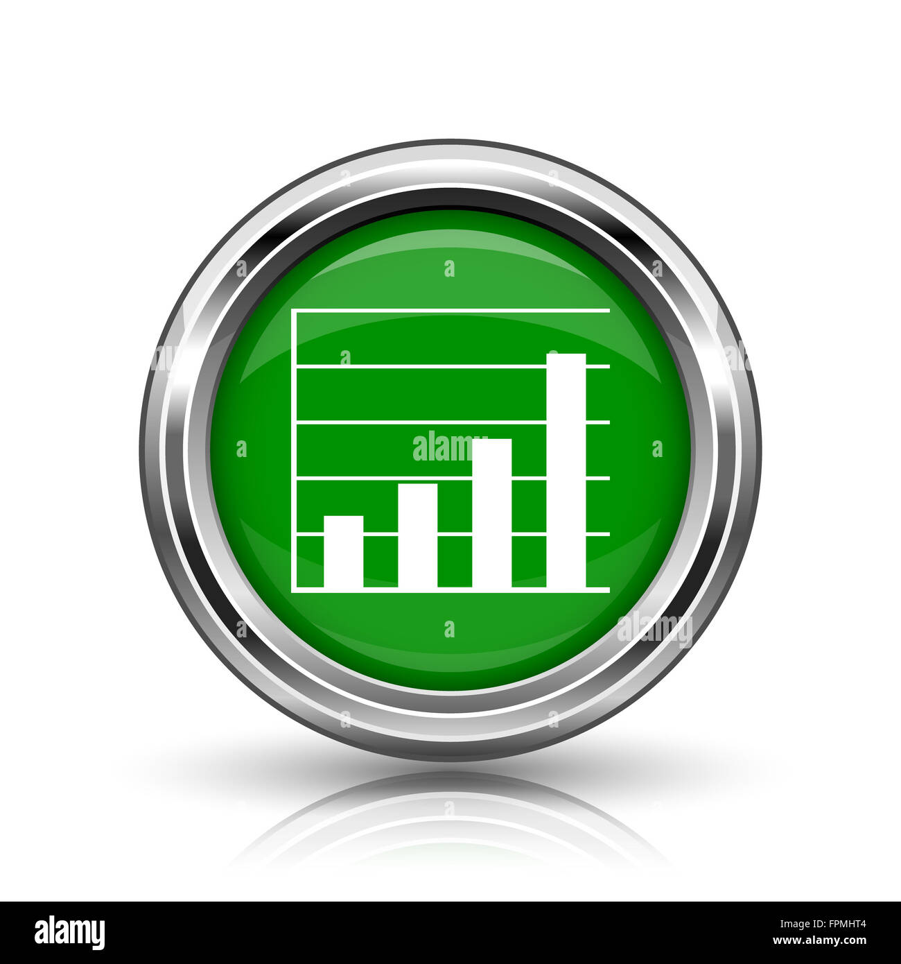 Chart bars icon. Metallic internet button on white background Stock ...