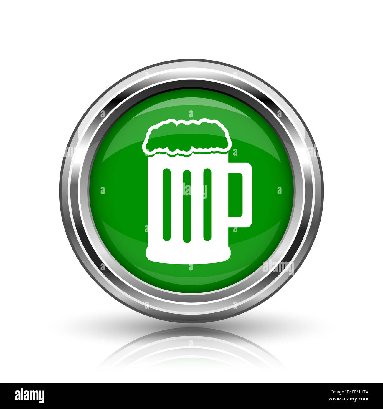 Beer icon. Metallic internet button on white background Stock Photo - Alamy