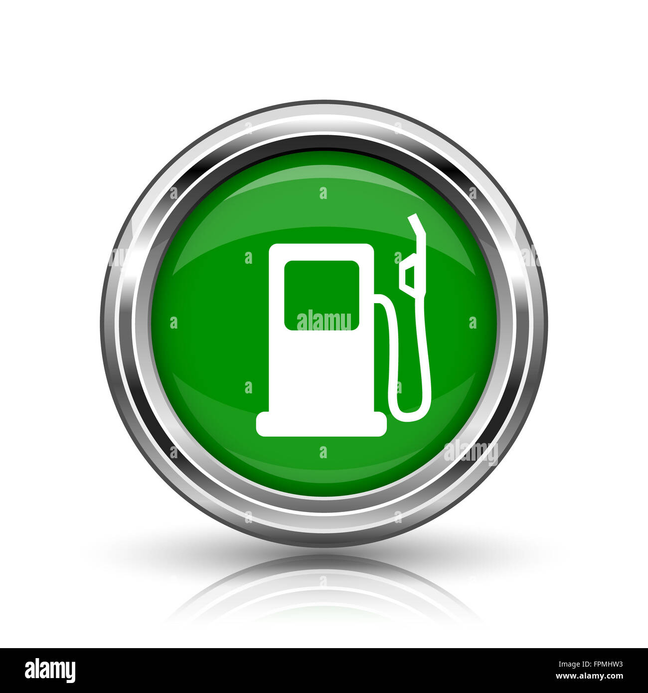 Gas pump icon. Metallic internet button on white background Stock Photo ...