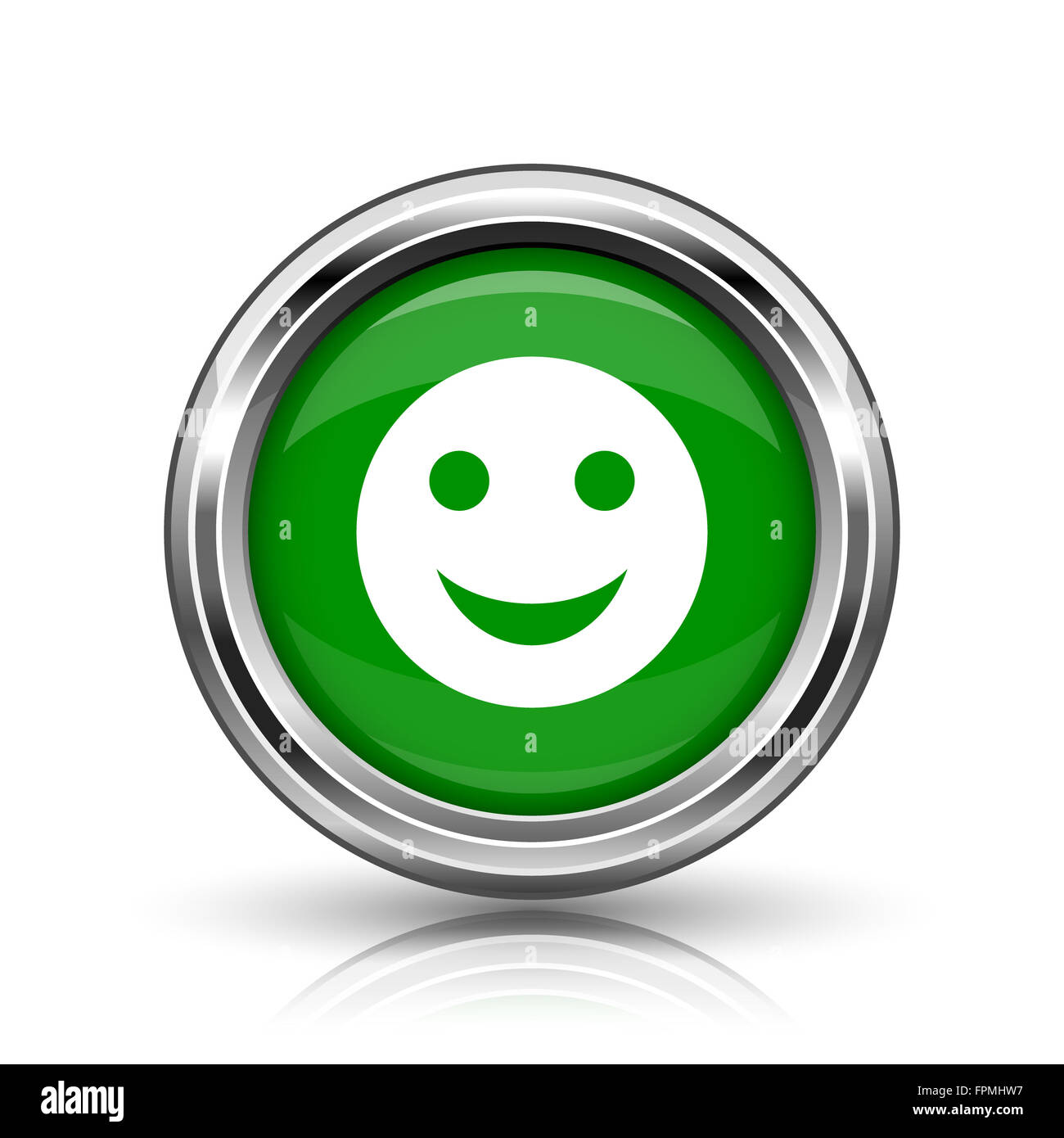 Smiley icon. Metallic internet button on white background Stock Photo ...