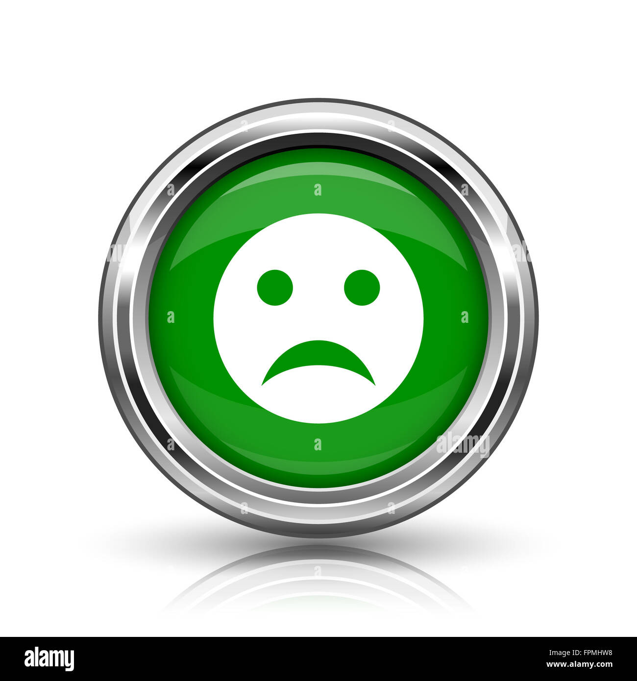 Sad smiley icon. Metallic internet button on white background Stock ...