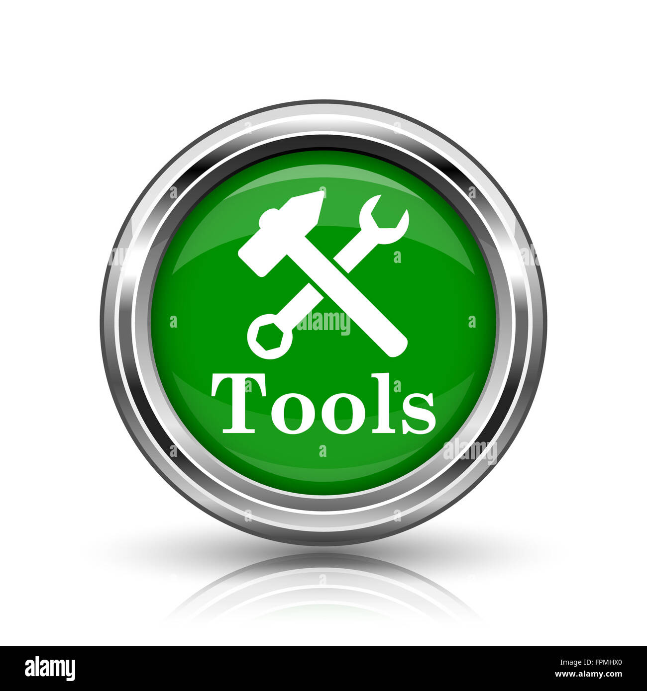 Tools icon. Metallic internet button on white background Stock Photo ...