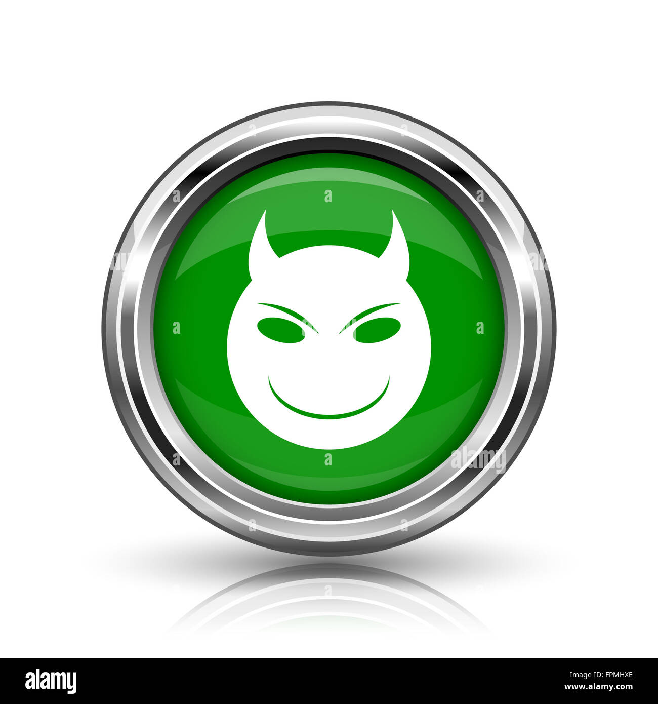 Evil icon. Metallic internet button on white background Stock Photo - Alamy