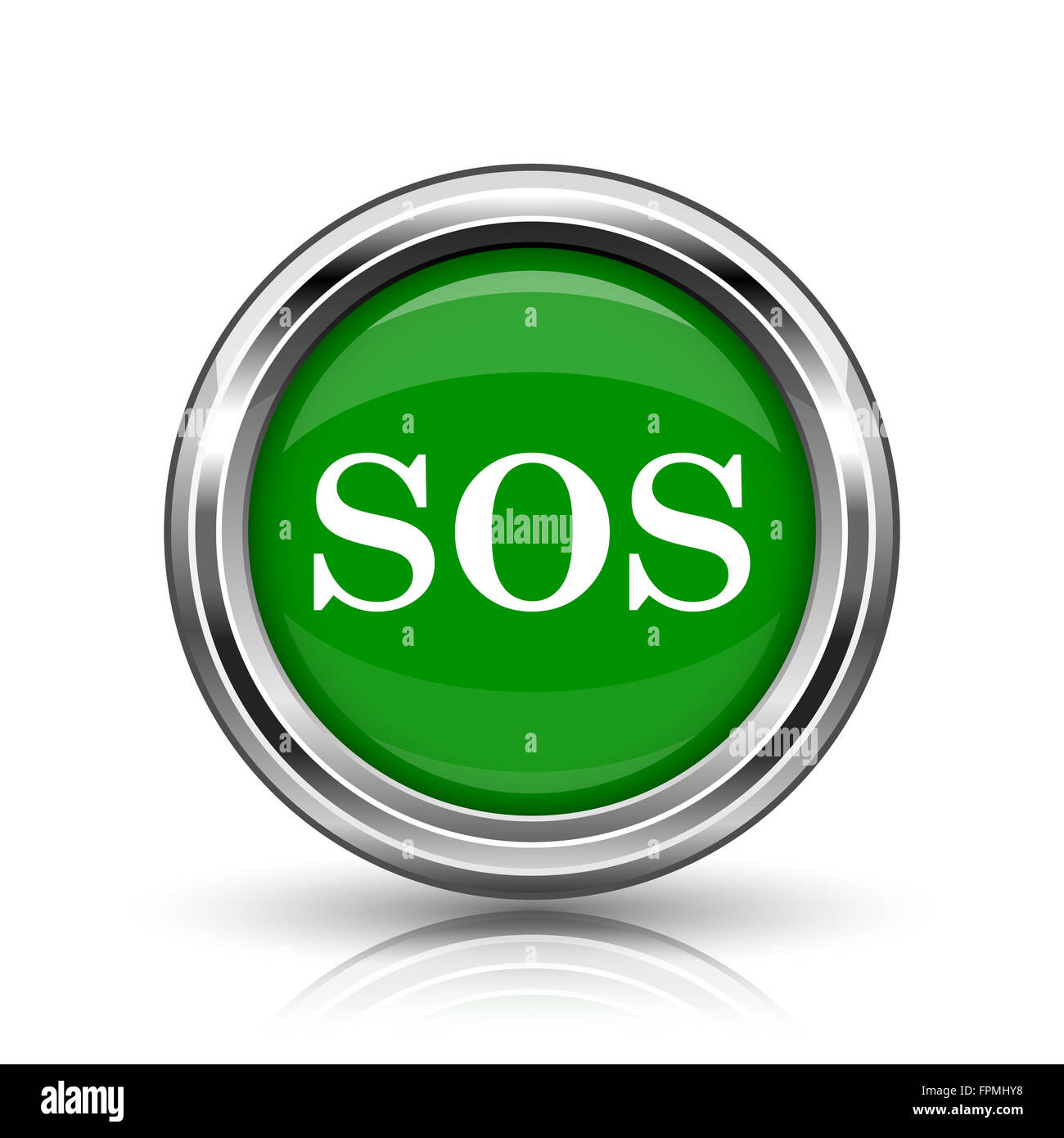 SOS icon. Metallic internet button on white background Stock Photo - Alamy