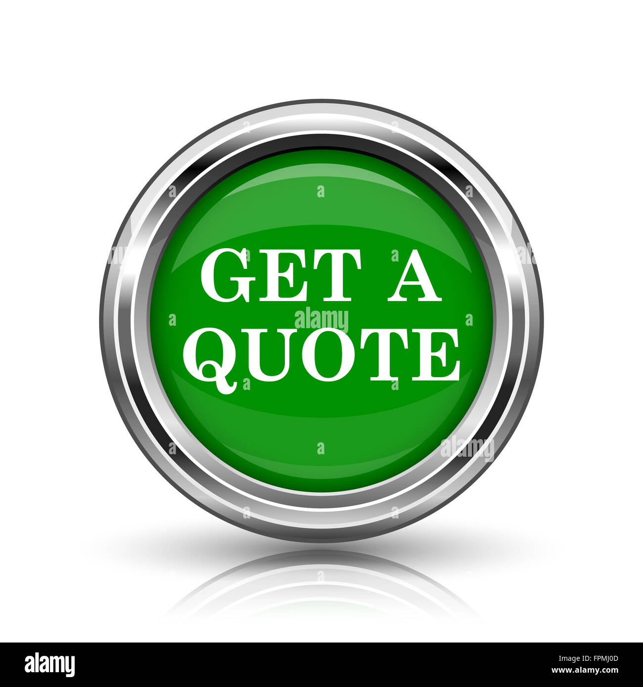 Get a quote icon. Metallic internet button on white background Stock ...