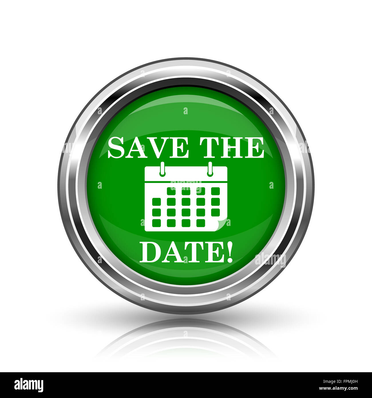 Save the date icon. Metallic internet button on white background Stock ...