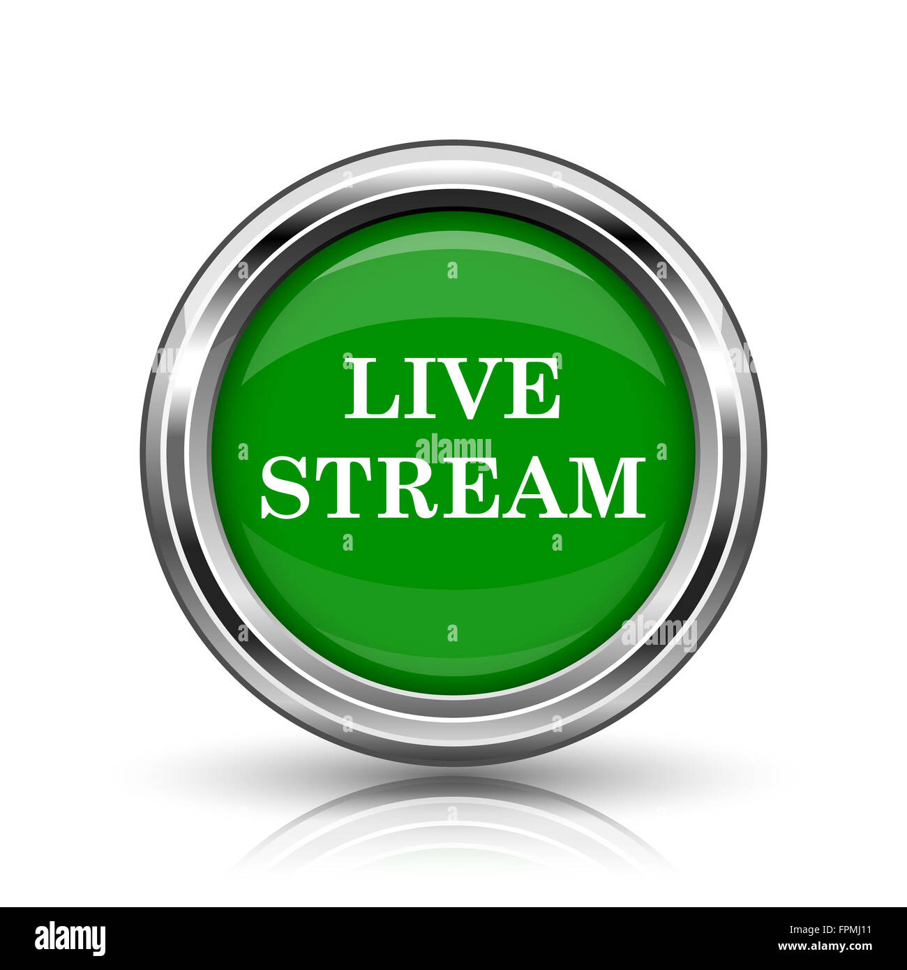 Live stream icon. Metallic internet button on white background Stock ...