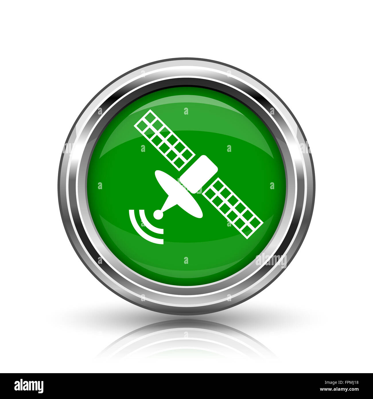 Antenna icon. Metallic internet button on white background Stock Photo ...