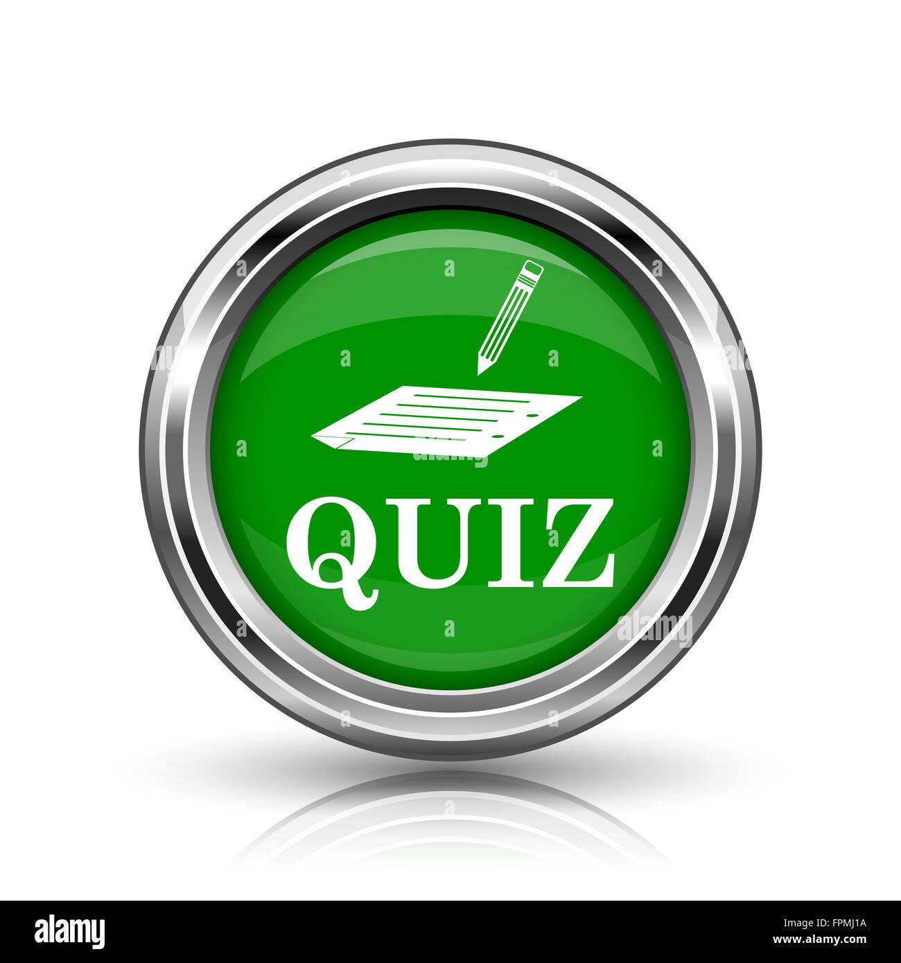 Quiz icon. Metallic internet button on white background Stock Photo - Alamy