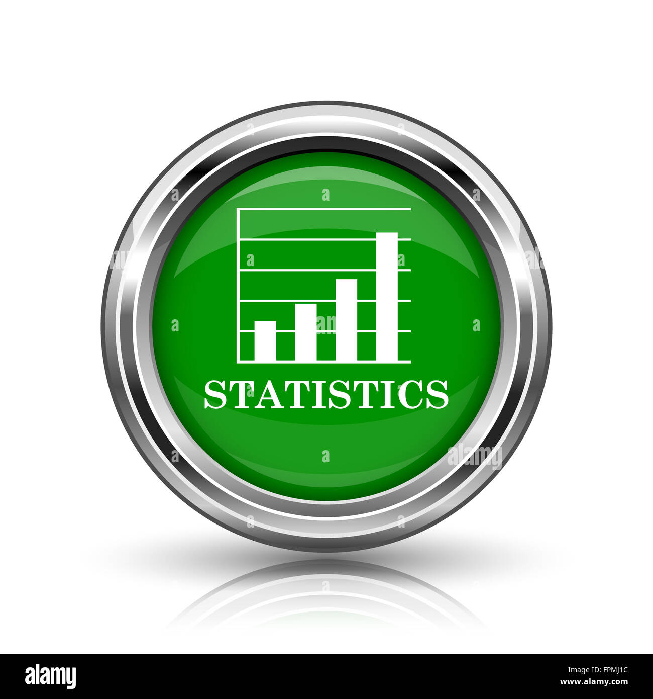 Statistics icon. Metallic internet button on white background Stock ...