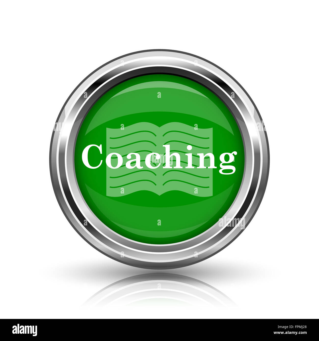 Coaching icon. Metallic internet button on white background Stock Photo ...