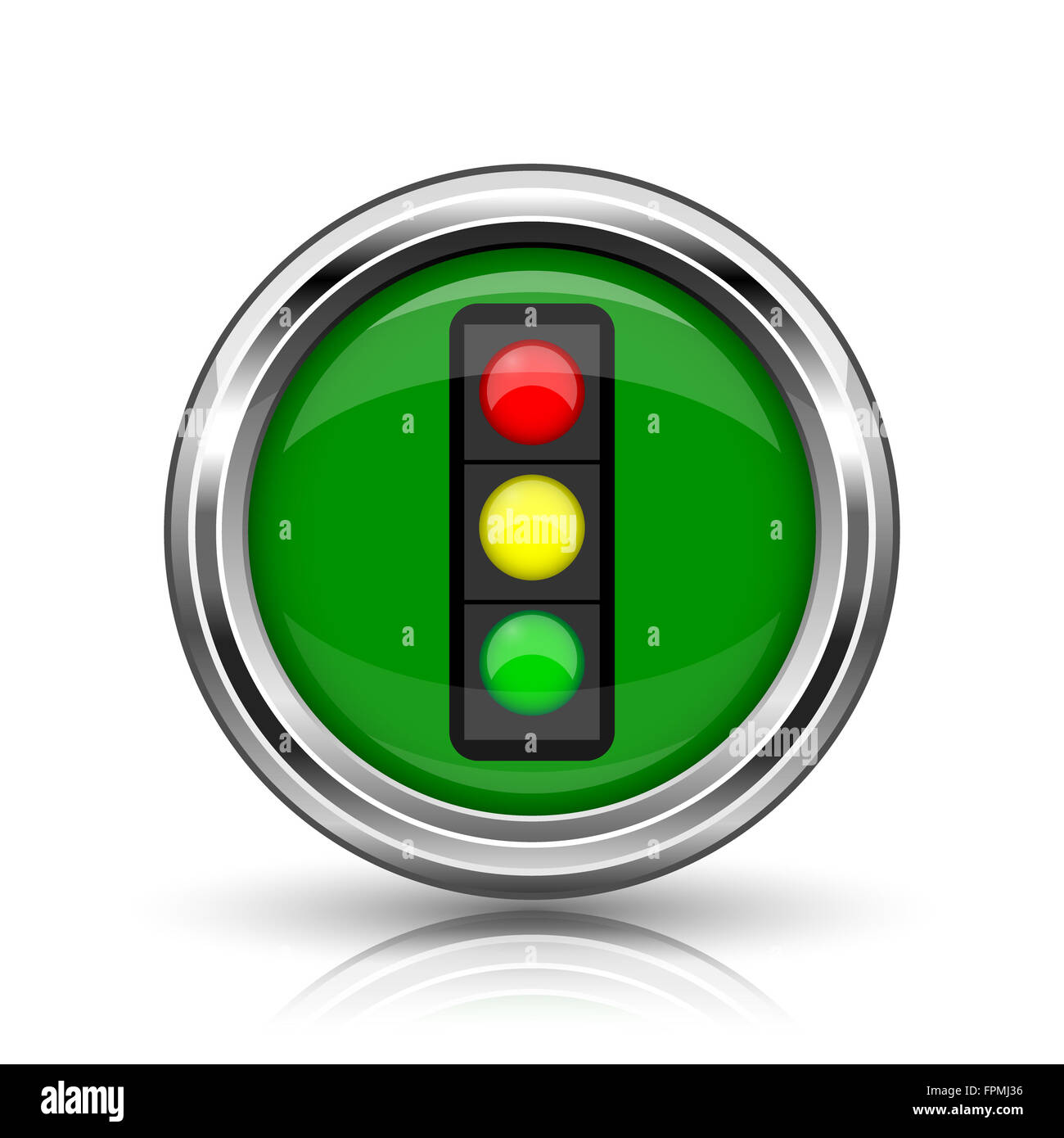 Traffic light icon. Metallic internet button on white background Stock ...