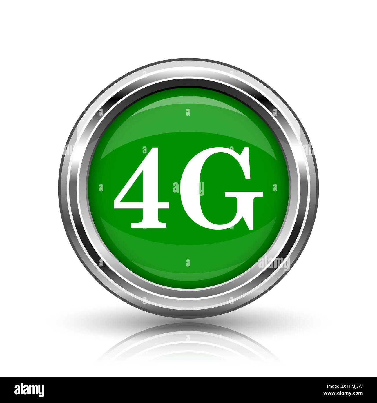 4G icon. Metallic internet button on white background Stock Photo - Alamy