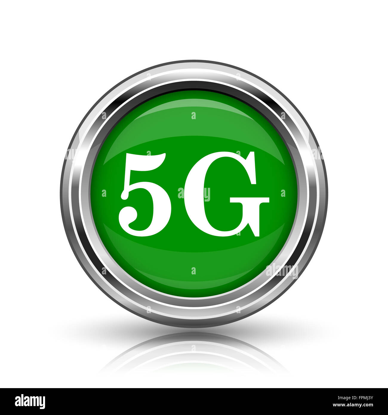 5G icon. Metallic internet button on white background Stock Photo - Alamy
