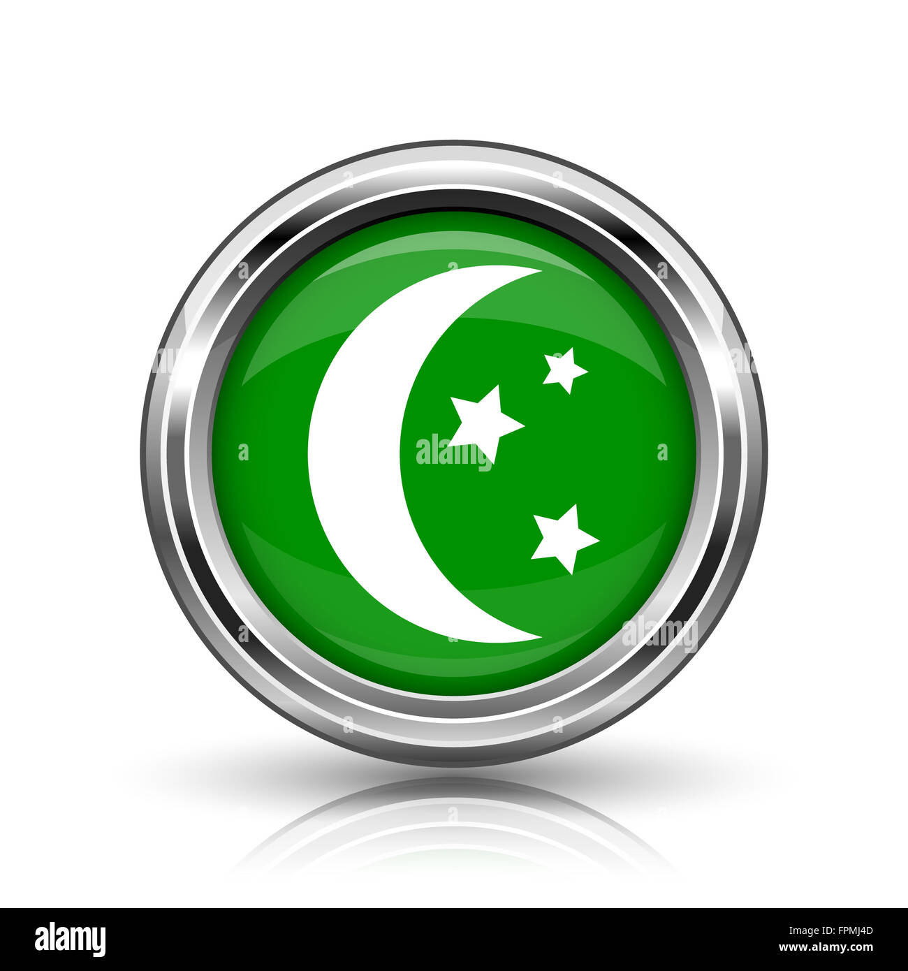 Moon icon. Metallic internet button on white background Stock Photo - Alamy
