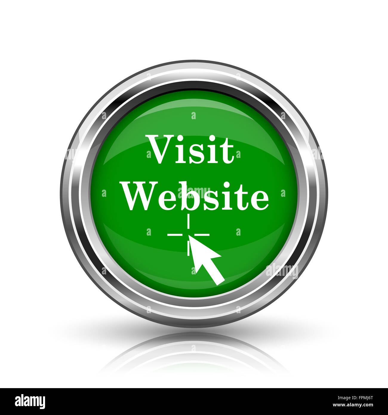Visit website icon. Metallic internet button on white background Stock ...