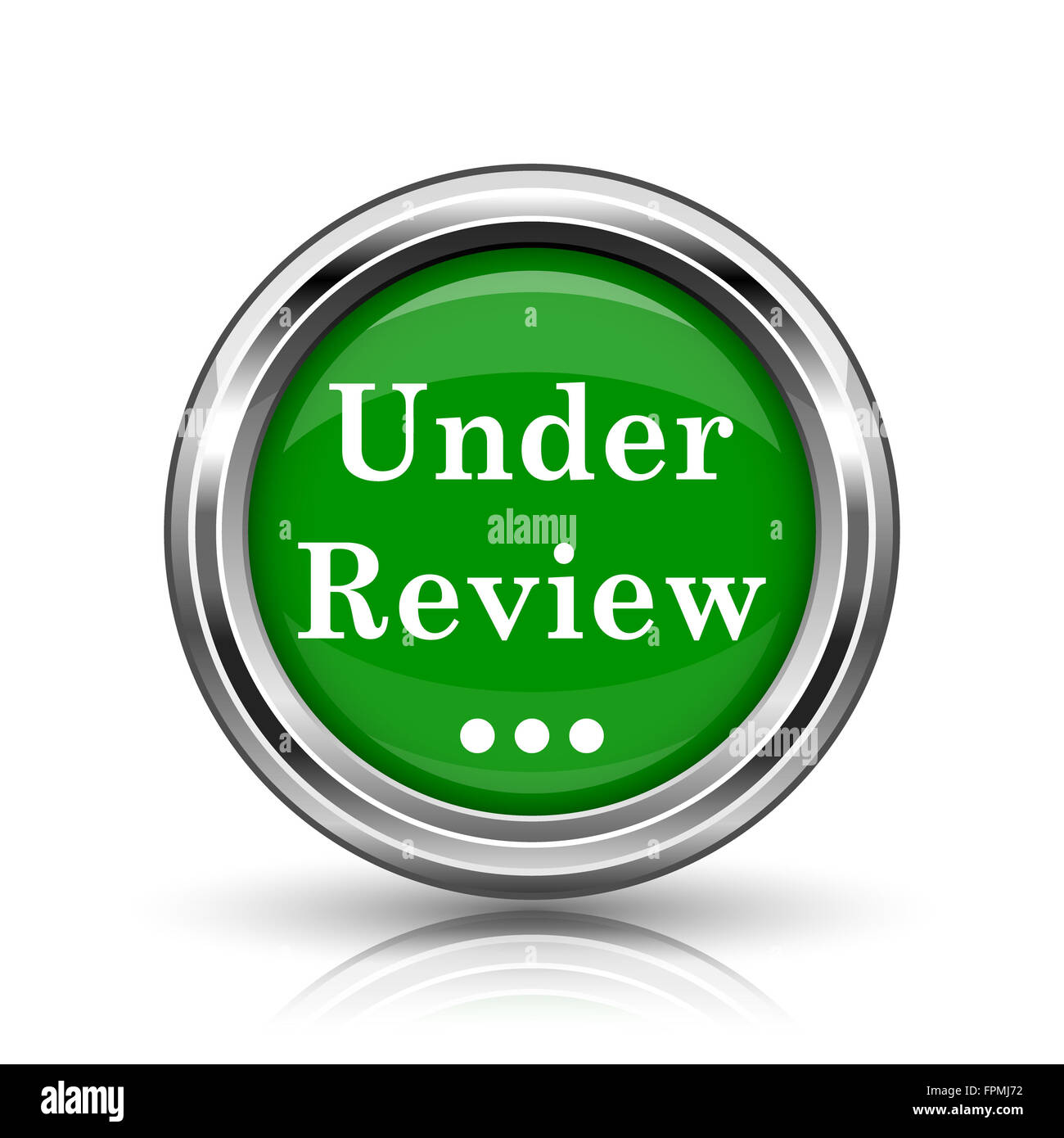 Under review icon. Metallic internet button on white background Stock ...