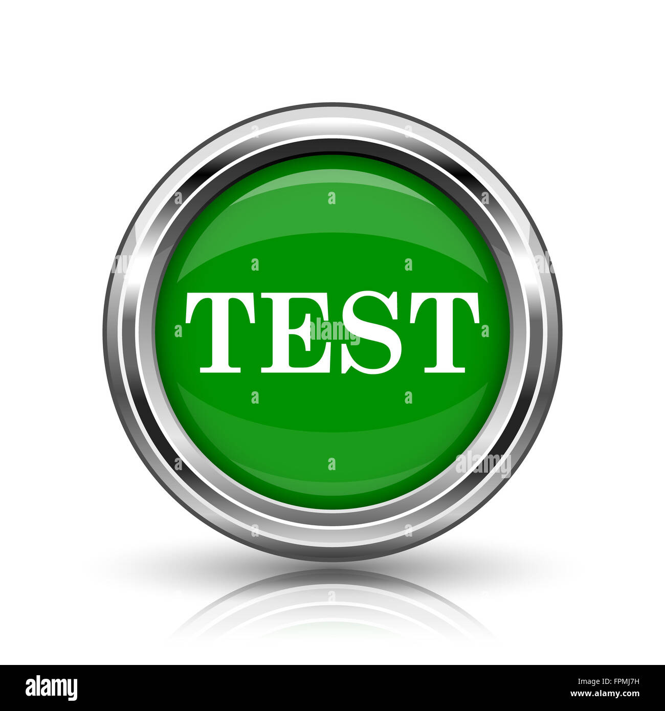 Test icon. Metallic internet button on white background Stock Photo - Alamy