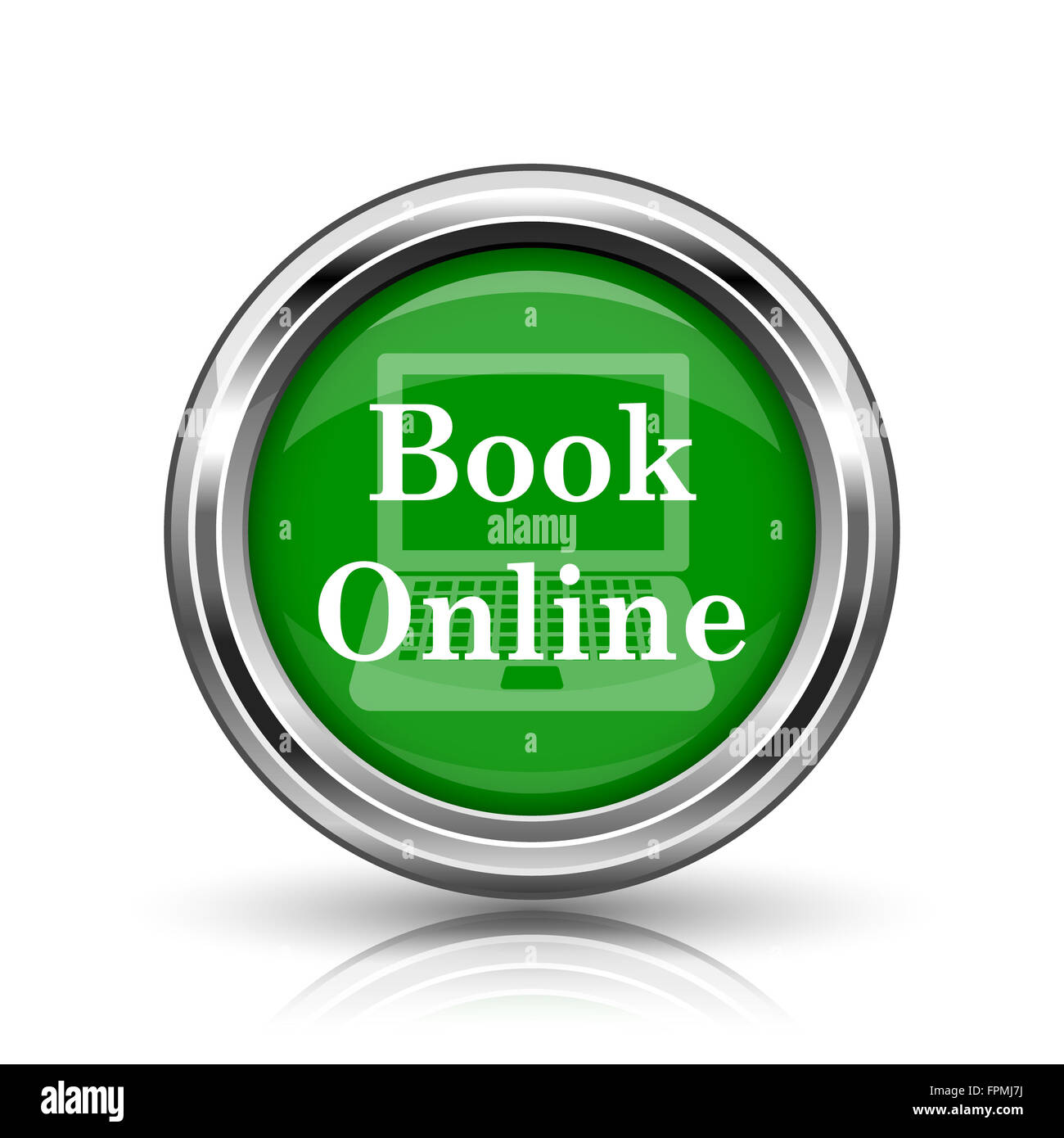 Book online icon. Metallic internet button on white background Stock ...