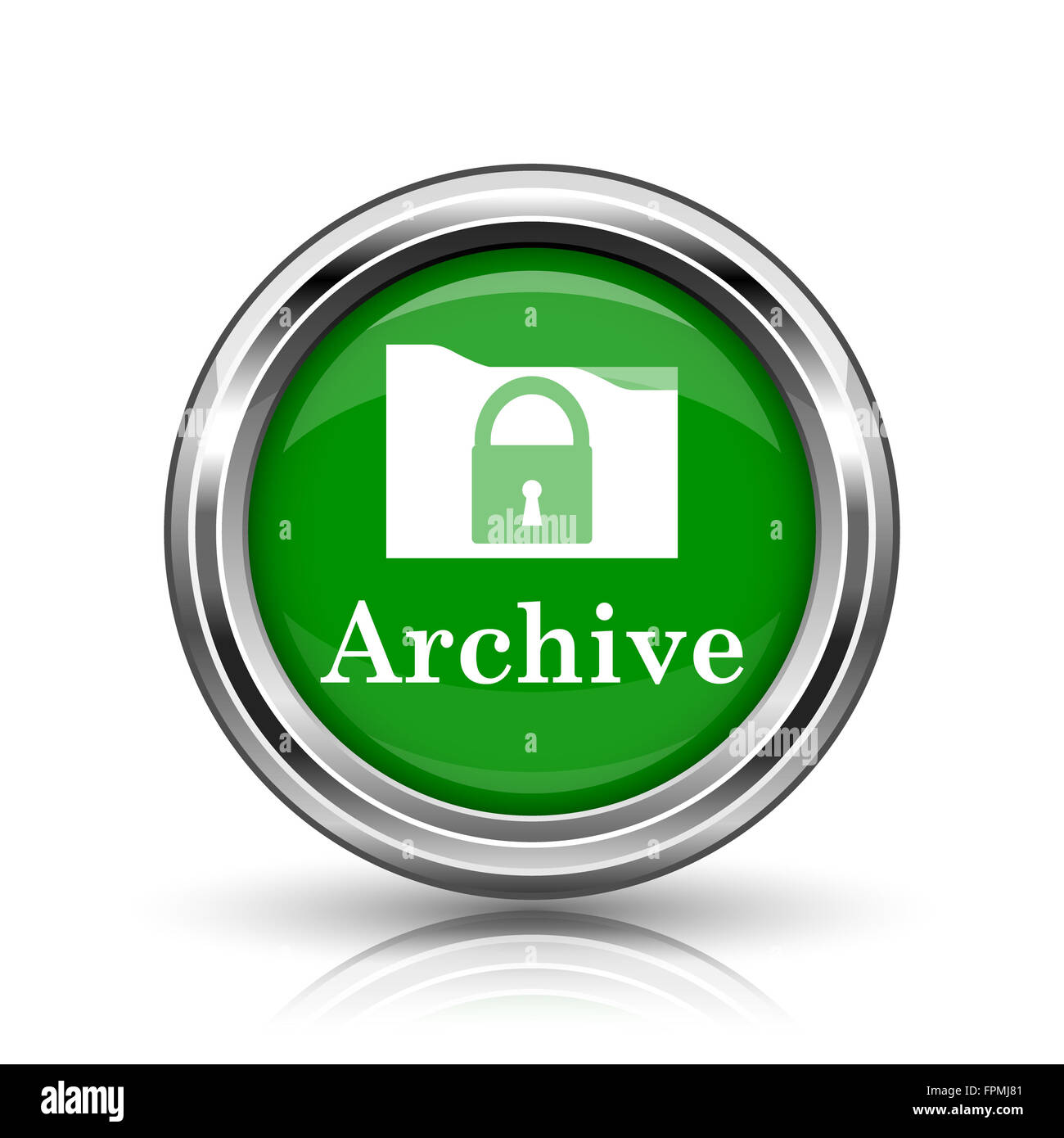 Archive icon. Metallic internet button on white background Stock Photo ...