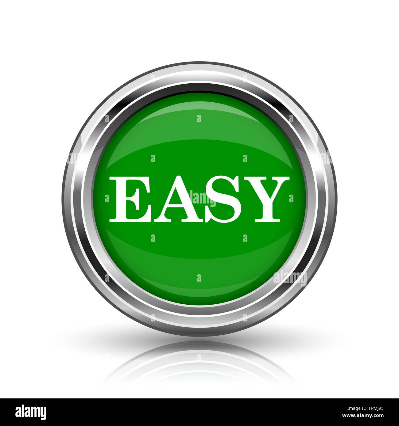 Easy icon. Metallic internet button on white background Stock Photo - Alamy