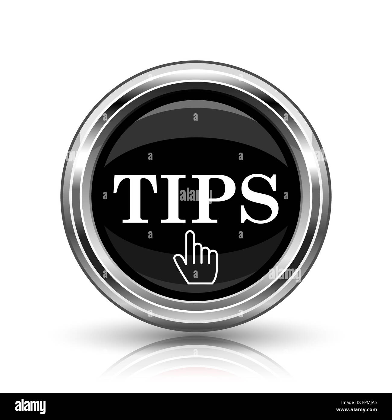 Tips icon. Metallic internet button on white background Stock Photo - Alamy