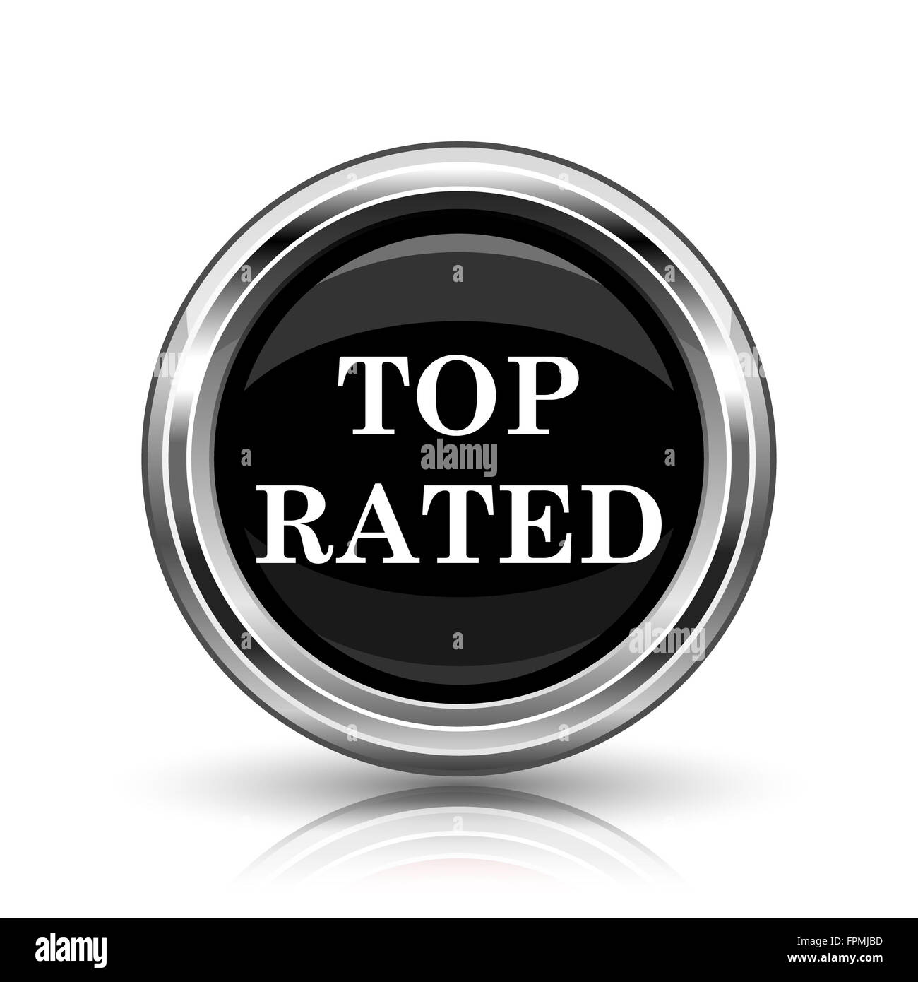 Top rated icon. Metallic internet button on white background Stock ...