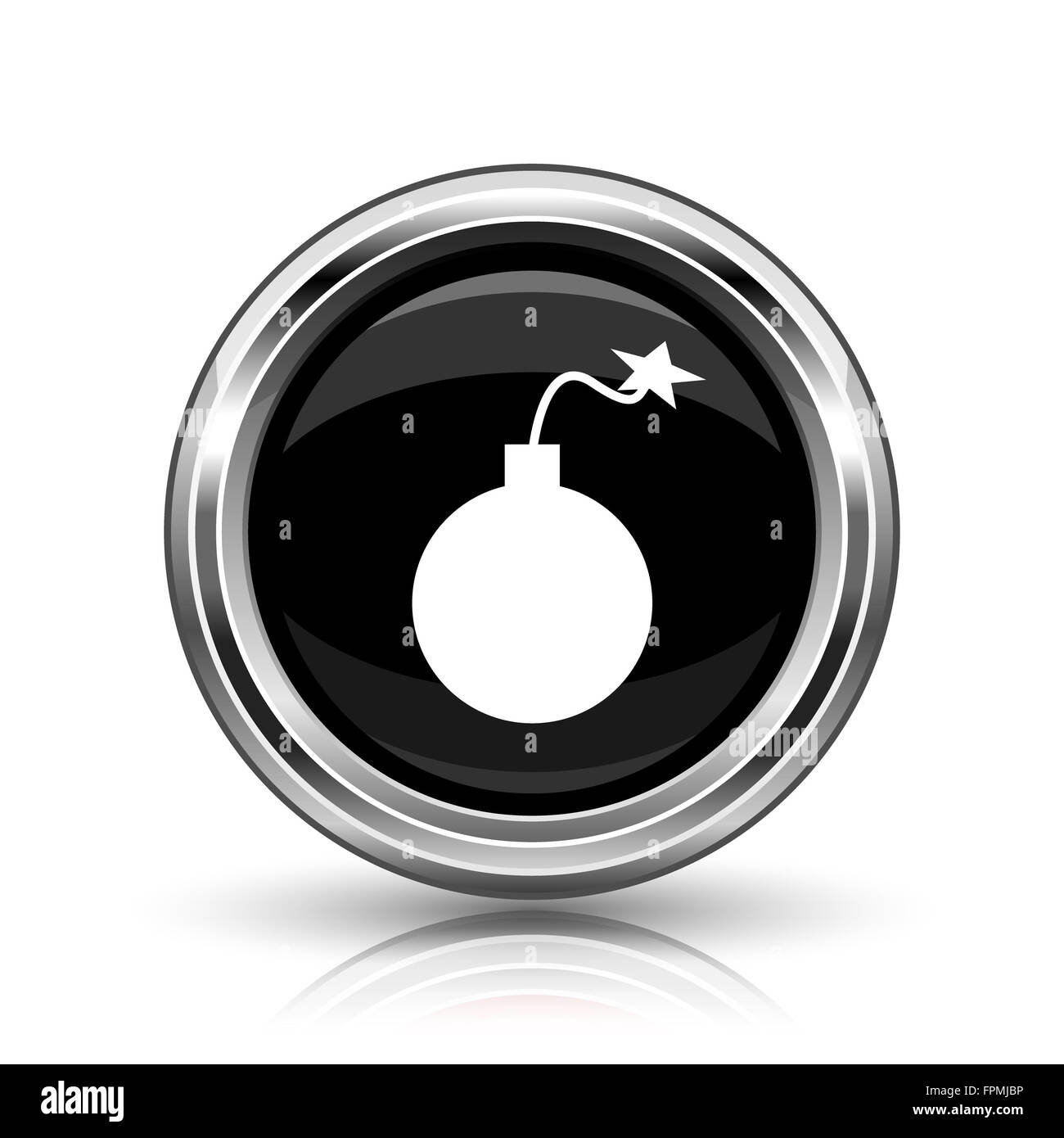 Bomb icon. Metallic internet button on white background Stock Photo - Alamy