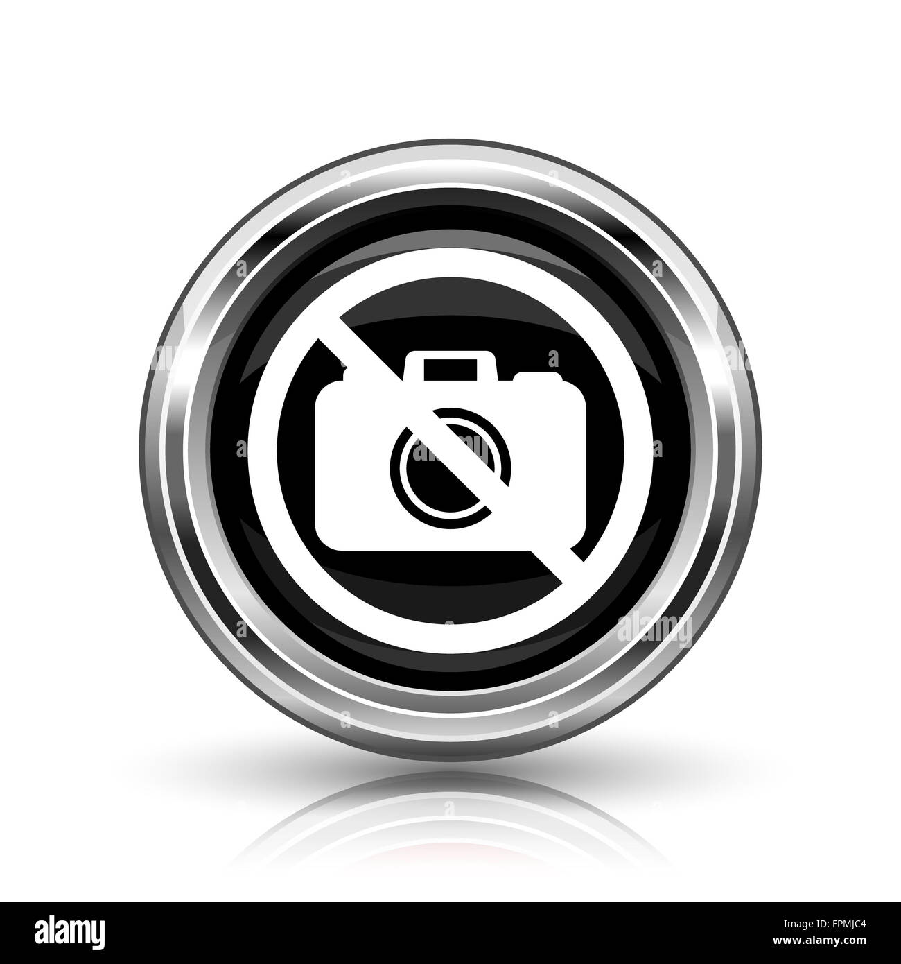 Forbidden camera icon. Metallic internet button on white background ...