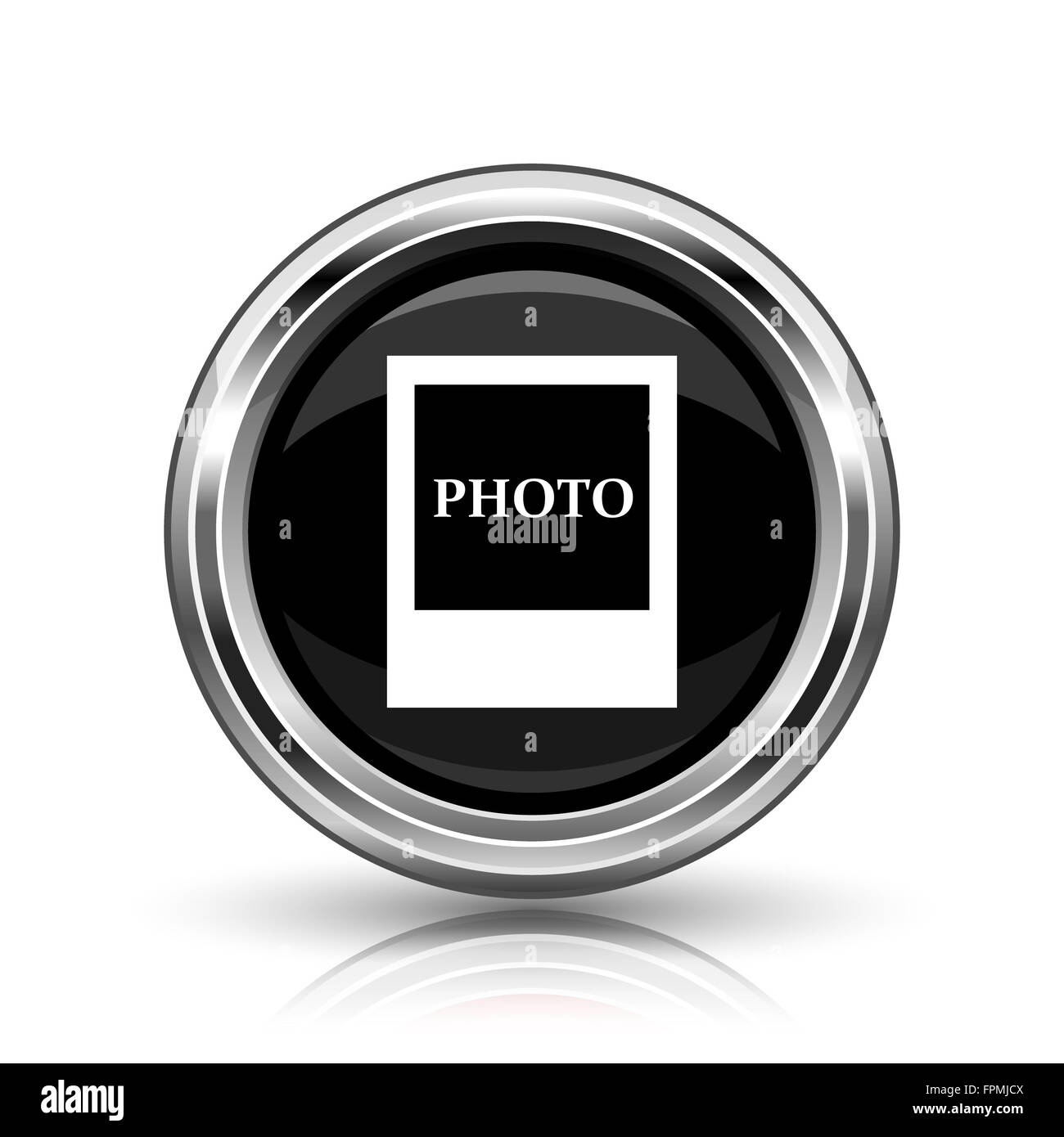 Photo icon. Metallic internet button on white background Stock Photo ...