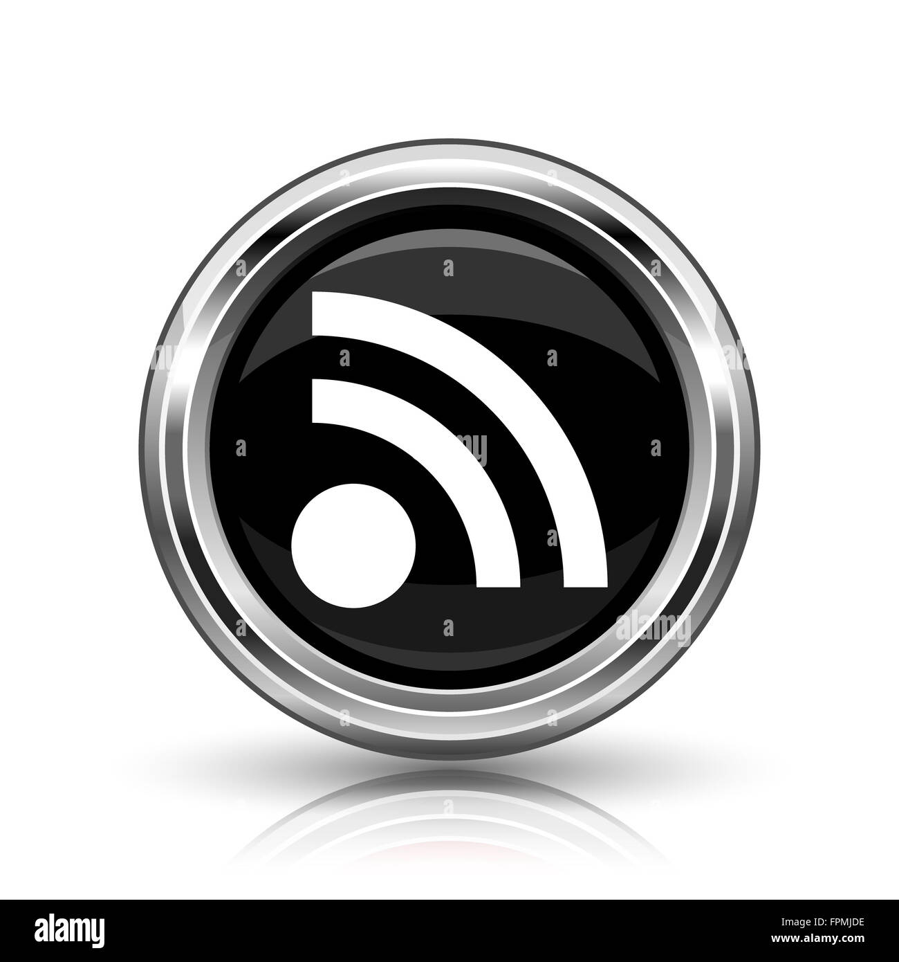 Rss sign icon. Metallic internet button on white background Stock Photo ...