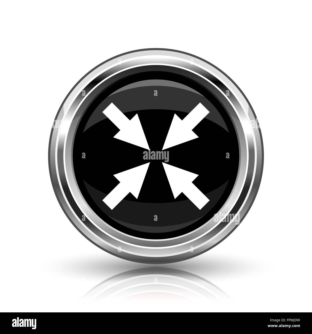 Exit full screen icon. Metallic internet button on white background ...