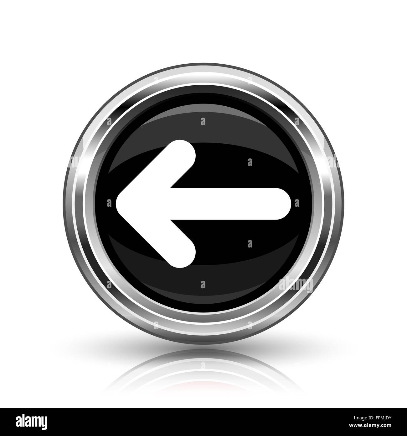 Left arrow icon. Metallic internet button on white background Stock ...