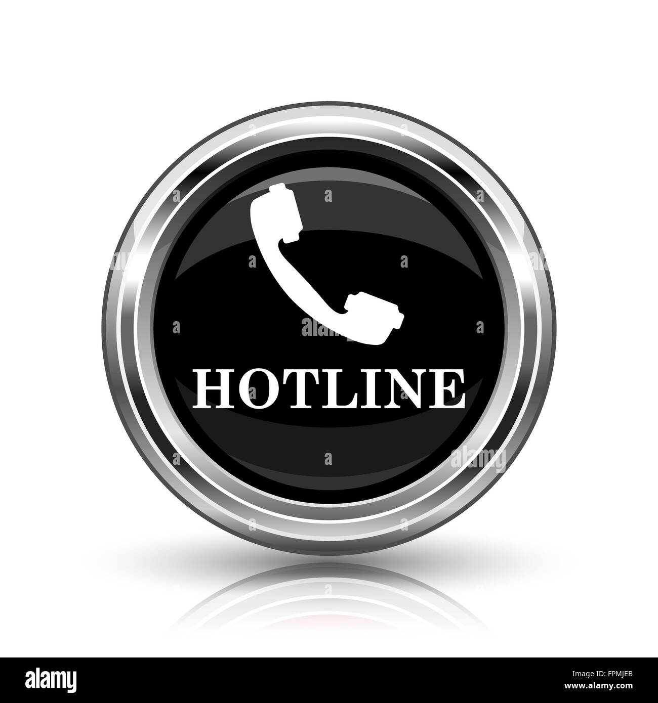 Hotline icon. Metallic internet button on white background Stock Photo ...