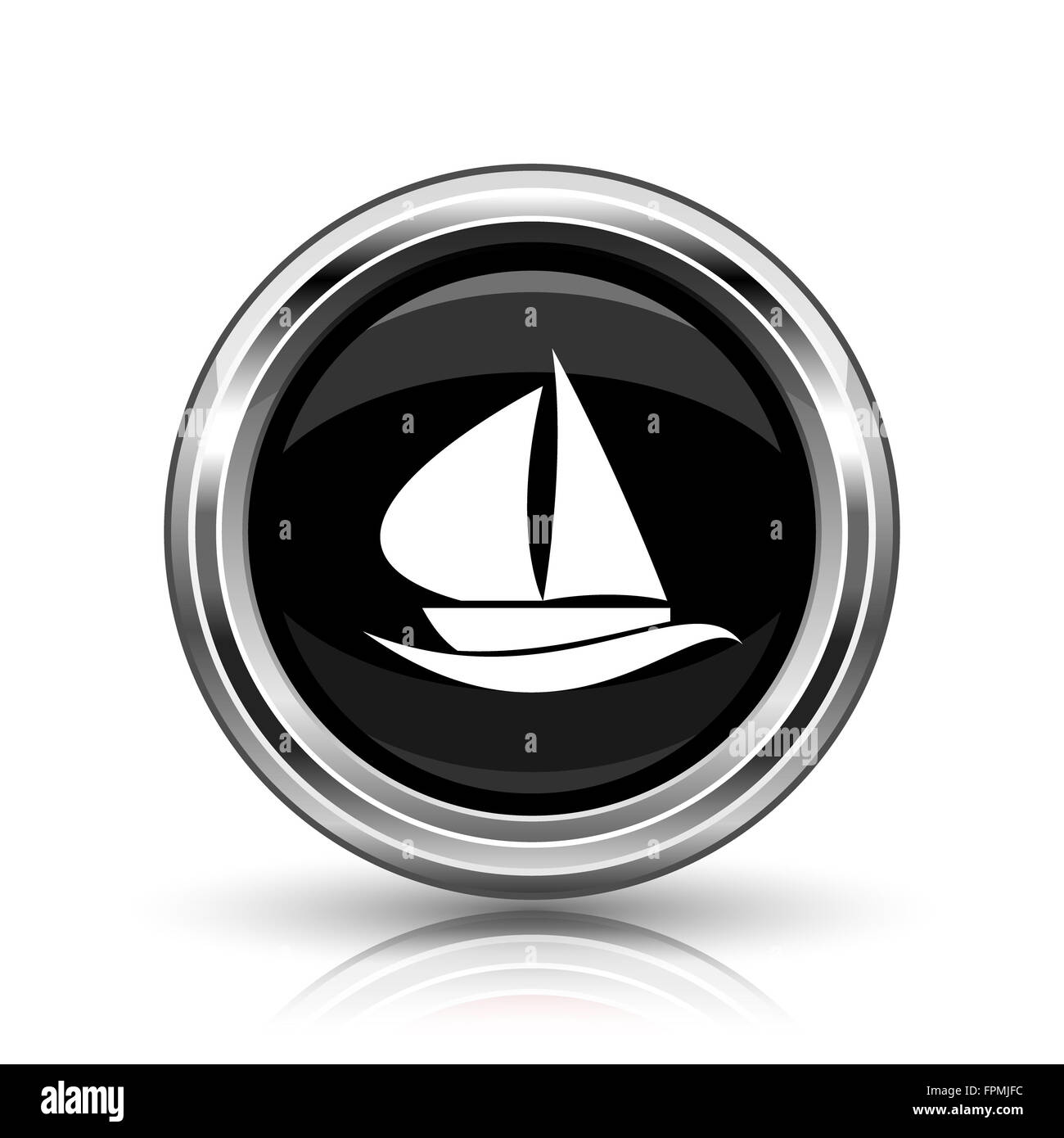 Sailboat icon. Metallic internet button on white background Stock Photo ...