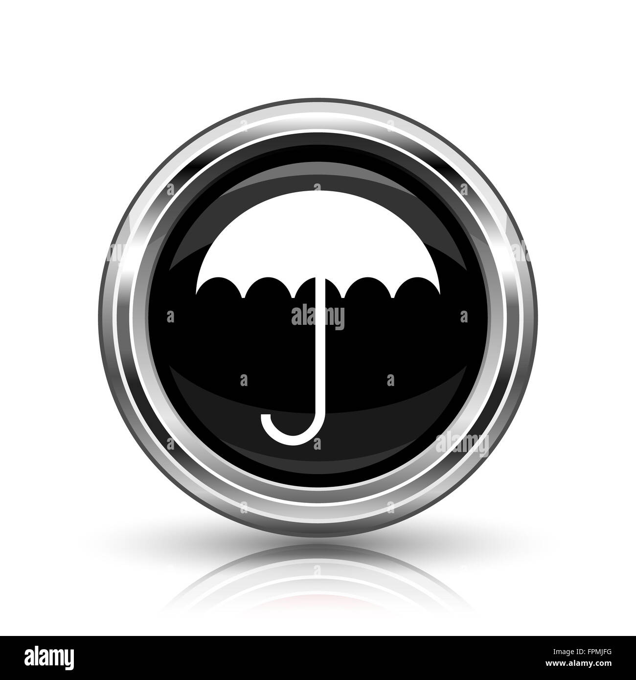 Umbrella icon. Metallic internet button on white background Stock Photo ...